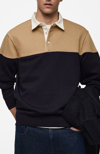MANGO Colorblock Polo Sweatshirt | Nordstrom