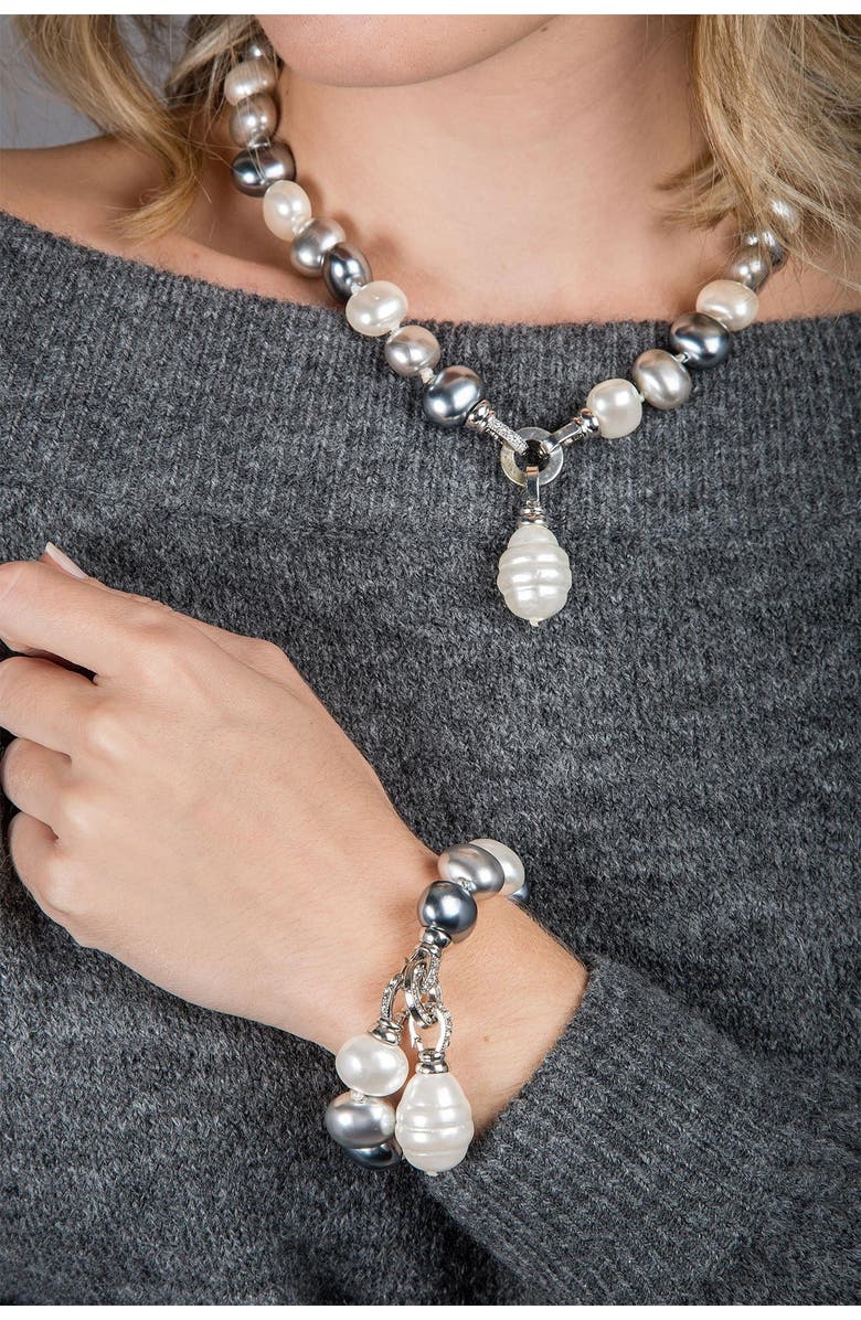 SAACHI Neapolitan Freshwater & Imitation Pearl Pendant Necklace ...