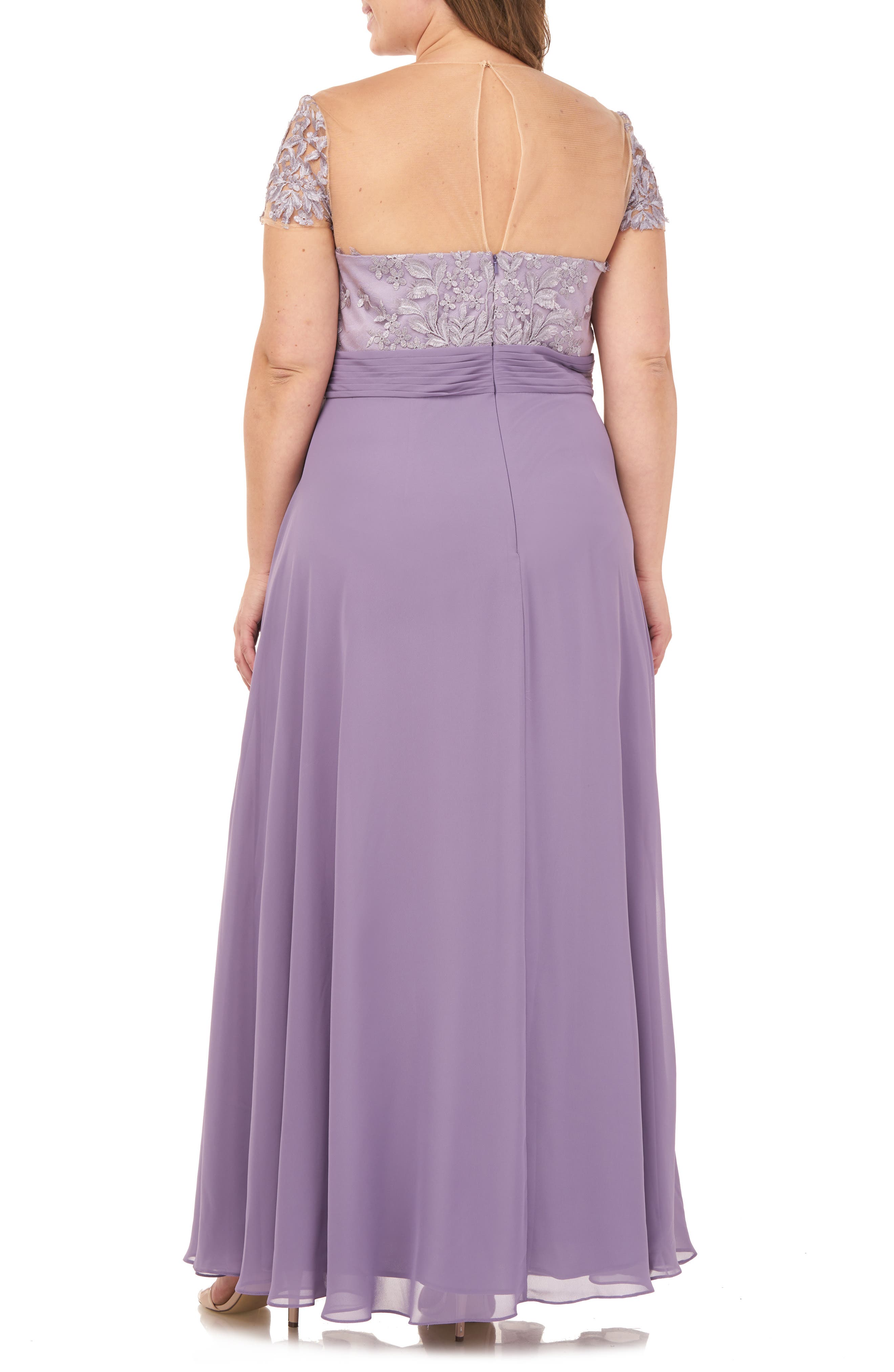 JS Collections Floral Embroidered Chiffon Gown | Nordstrom