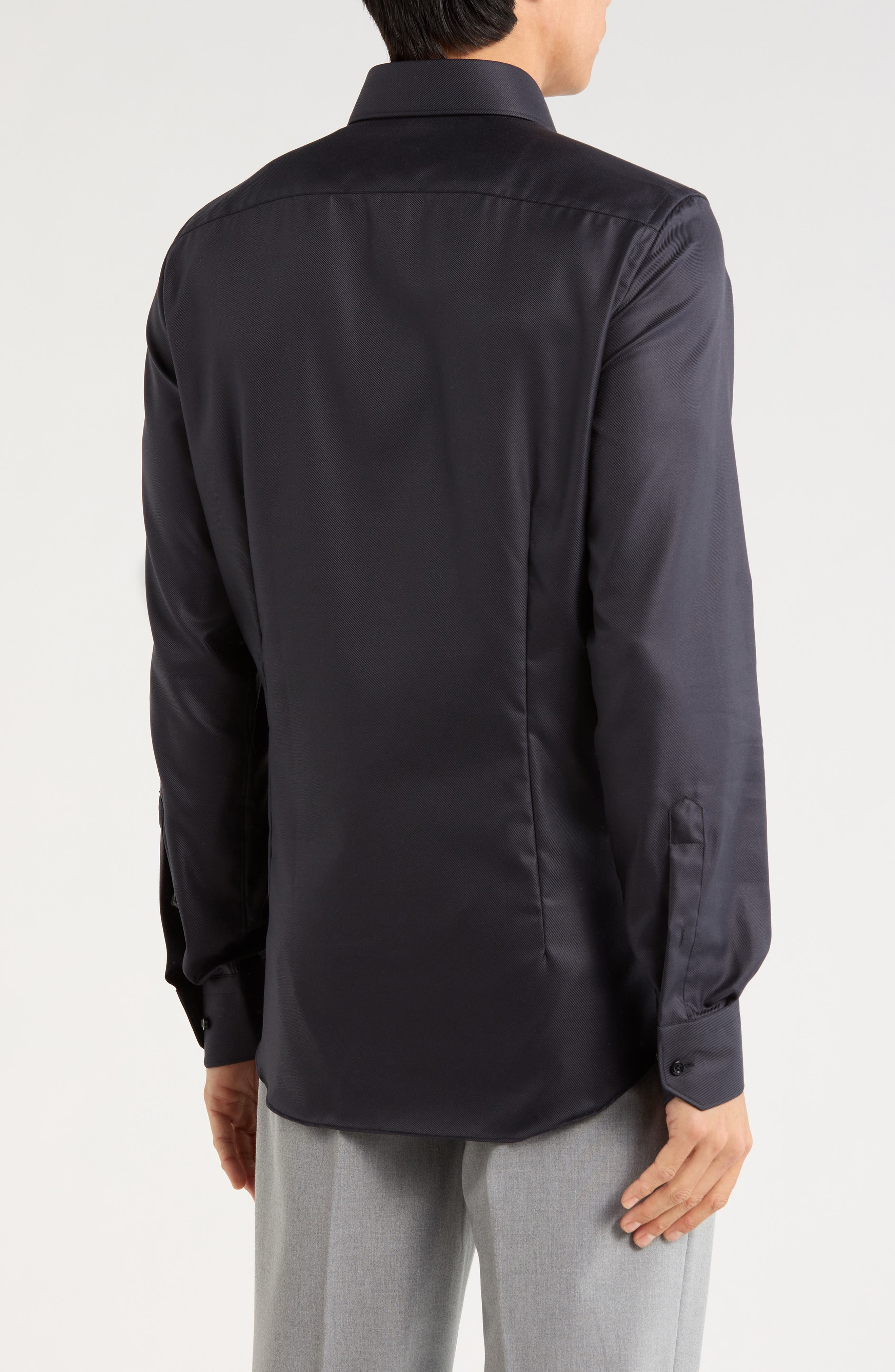 Modern Fit Solid Black Cotton Twill Dress Shirt (Men) | Nordstromrack
