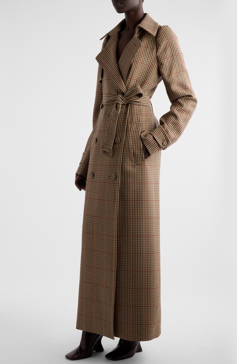 Dries Van Noten Remis Check Wool Long Trench Coat | Nordstromrack