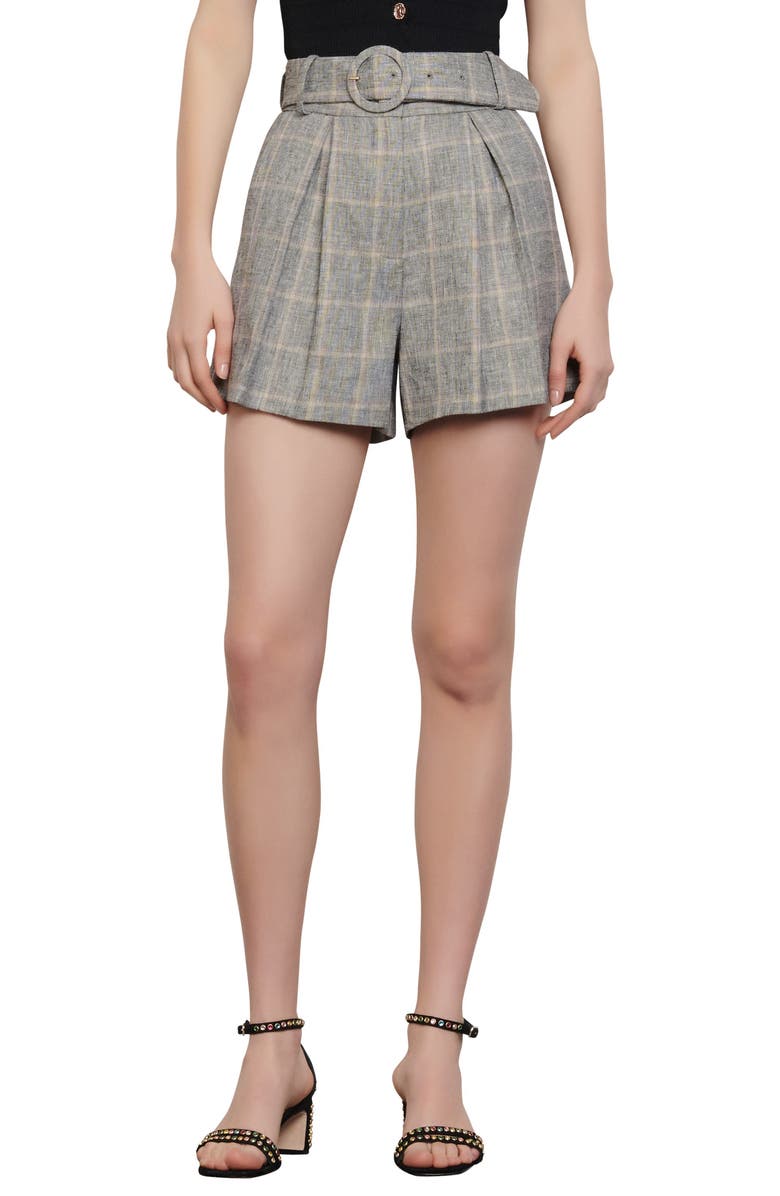 SANDRO Belted Plaid Shorts | Nordstromrack