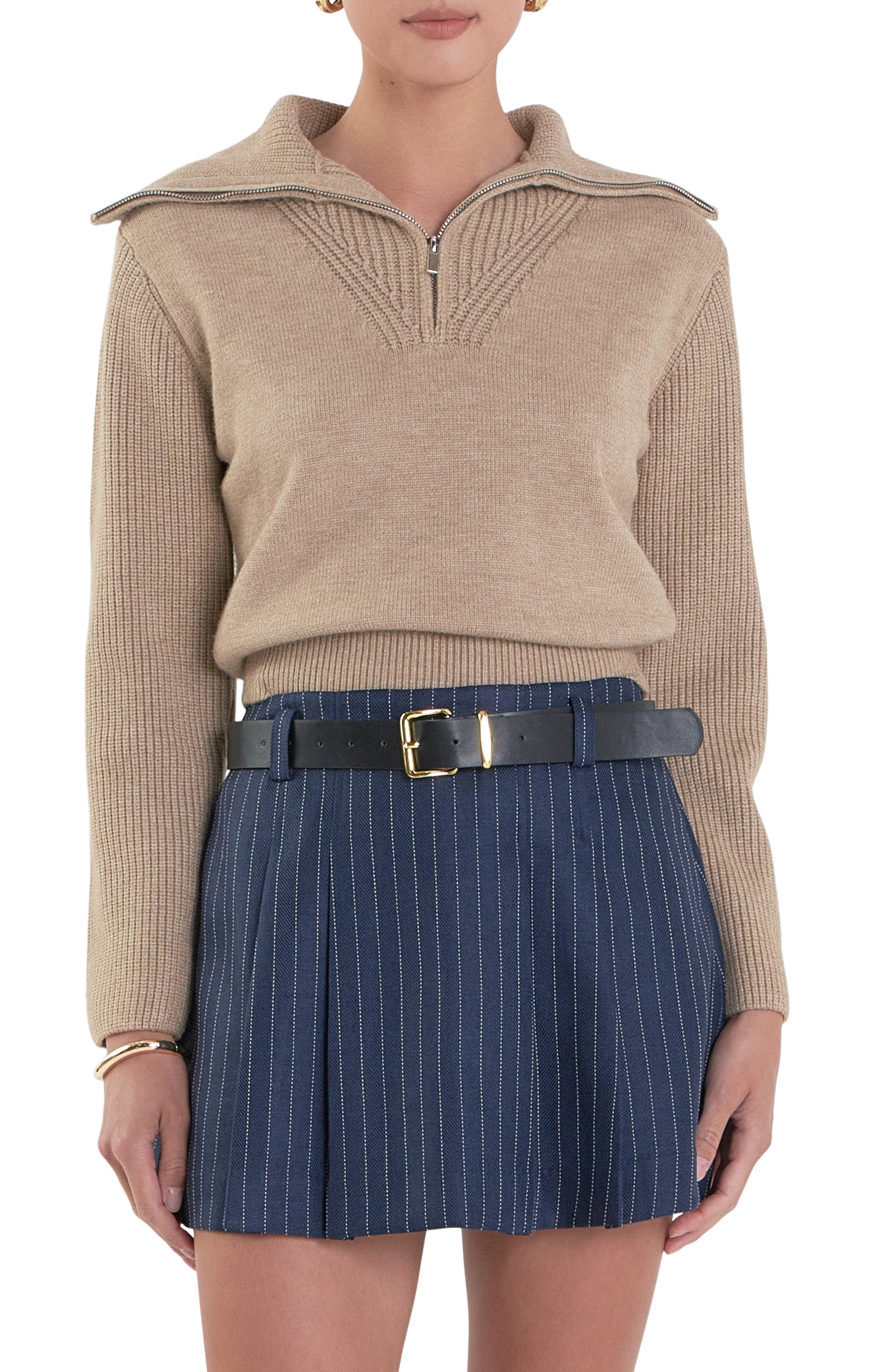 English Factory Platter Collar Quarter-Zip Sweater | Nordstrom