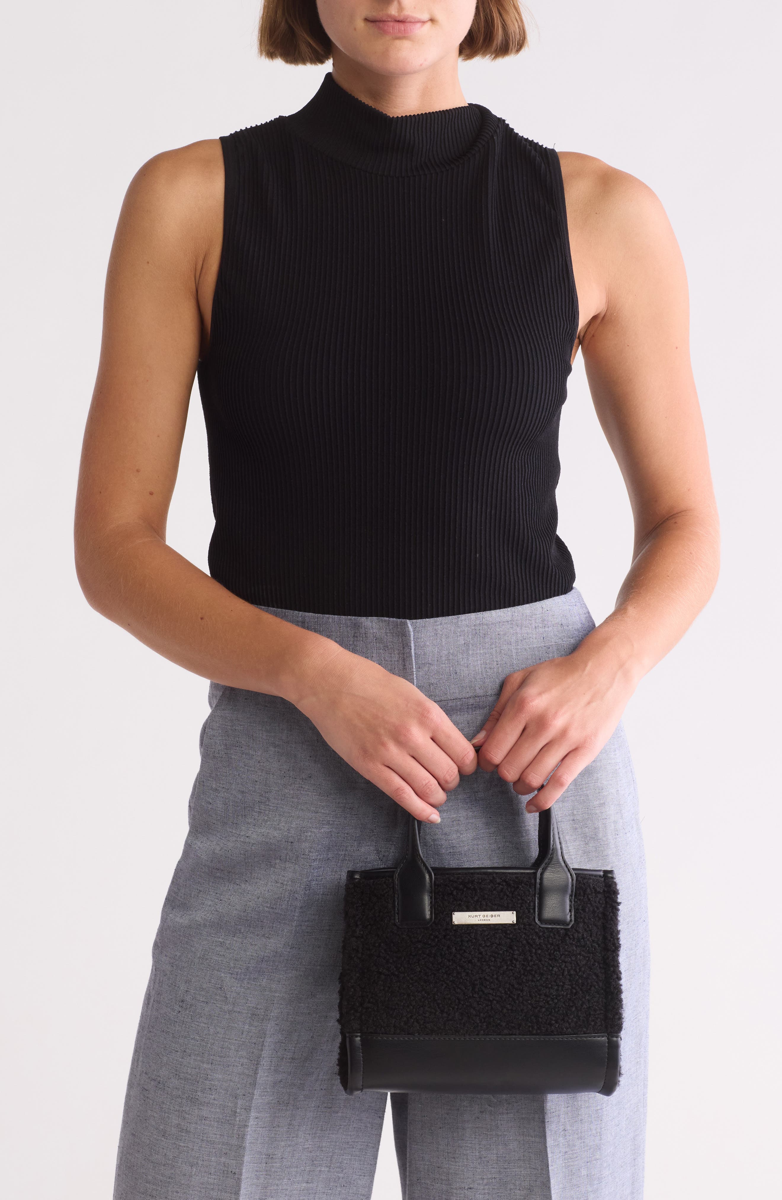 Kurt Geiger London Extra Small Faux Shearling Surrey Tote Bag ...