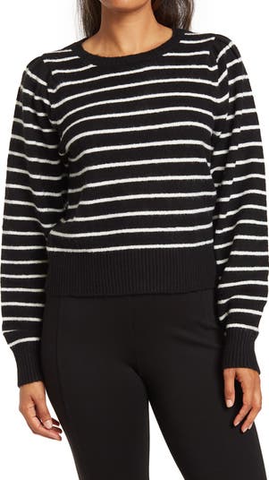 Sanctuary Pretty Pleats Stripe Crop Sweater | Nordstromrack