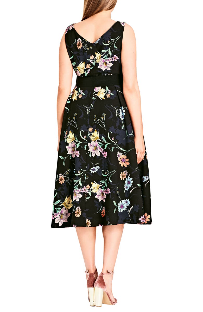 City Chic Sketch Love Floral A-Line Dress | Nordstromrack
