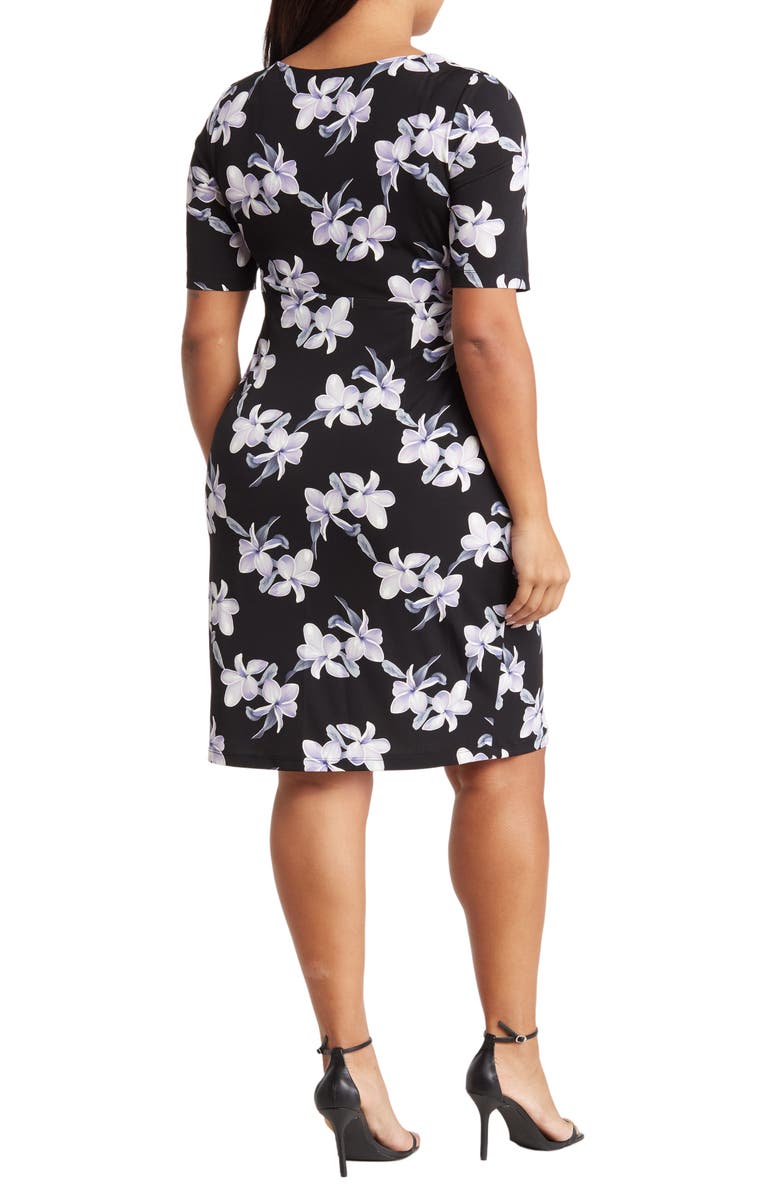 Connected Apparel 3/4 Sleeve Mock Wrap Dress, Alternate, color,