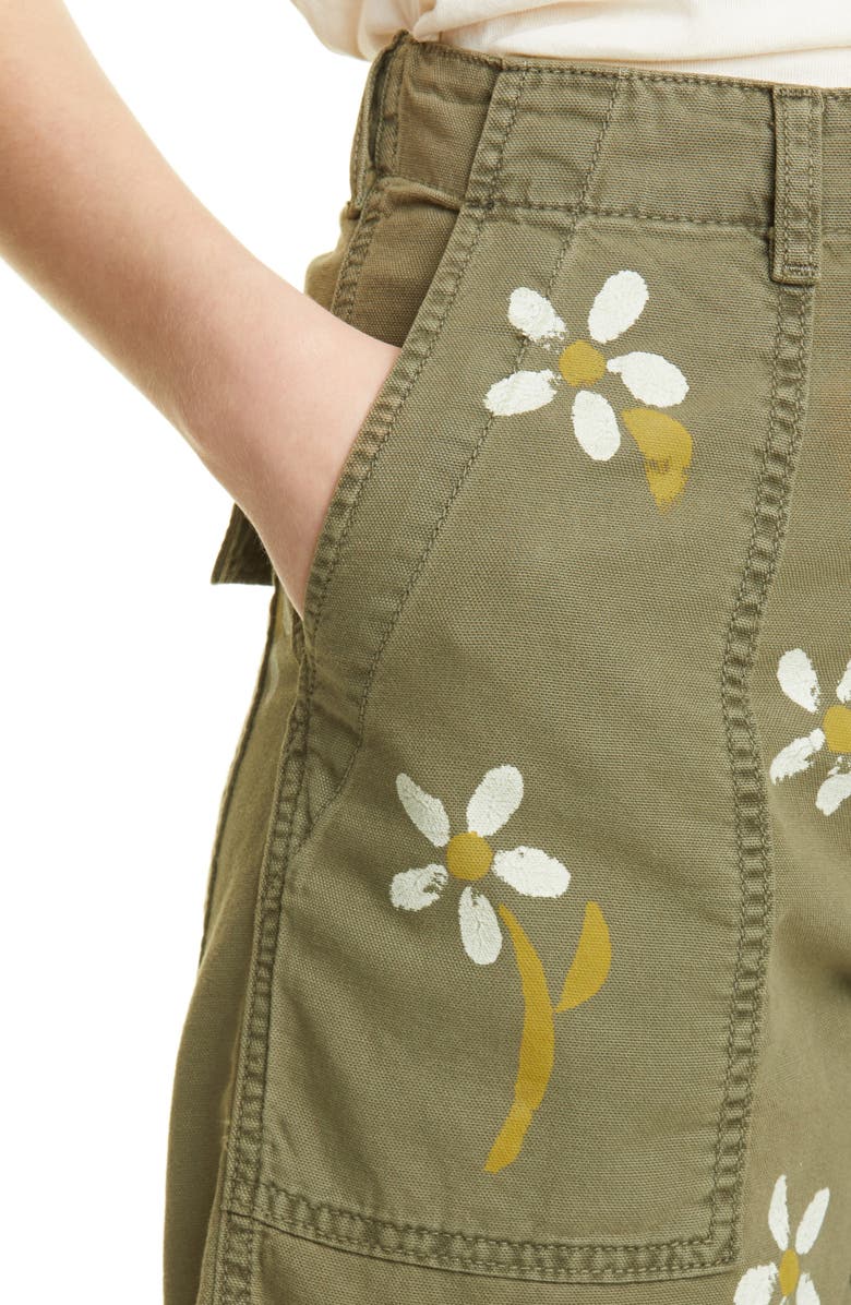 THE GREAT. The Army Flower Stamp Cotton Shorts | Nordstromrack