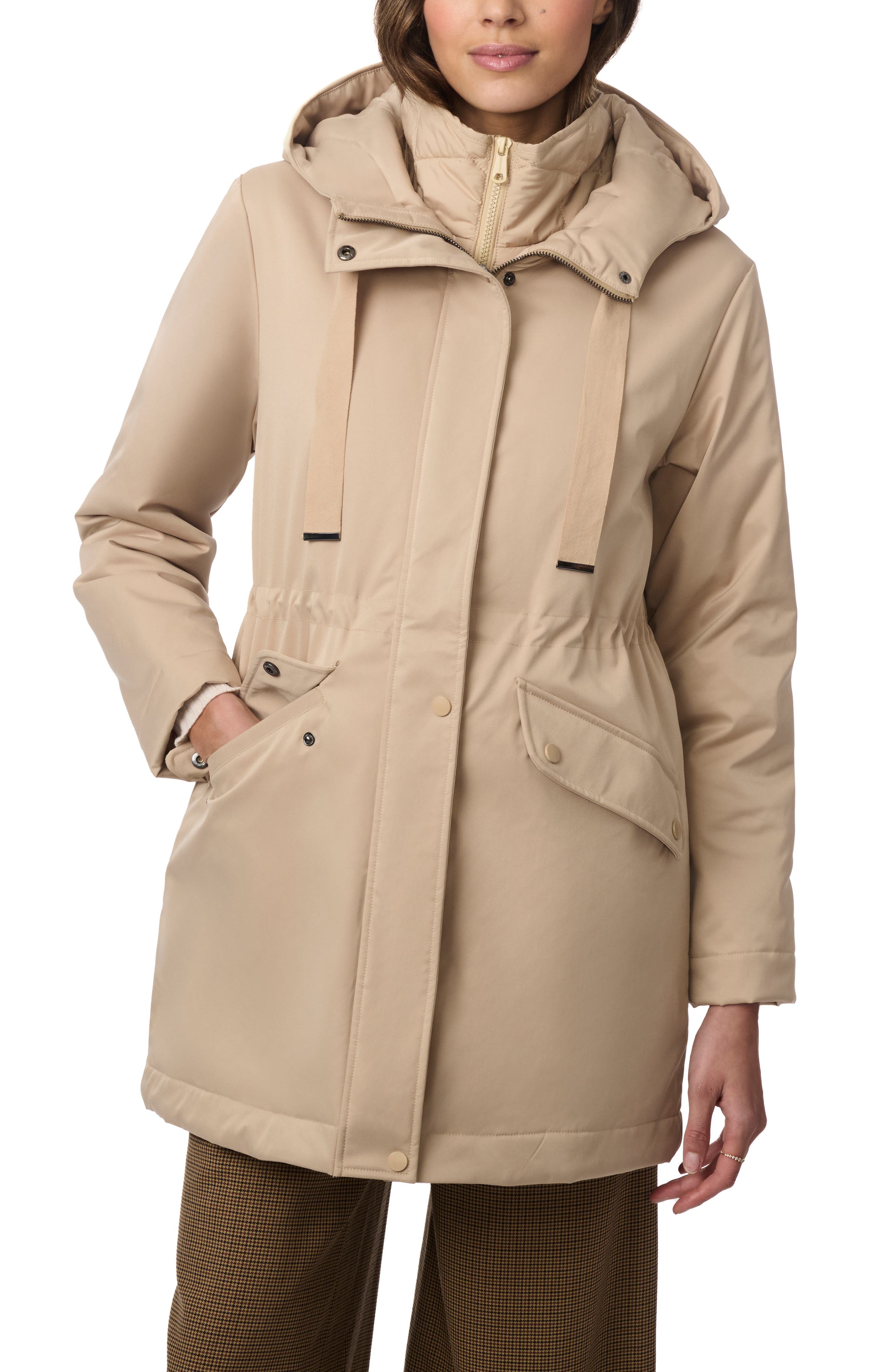 Bernardo Recycled Polyester Jacket with Removable Quilted Bib (Women ...
