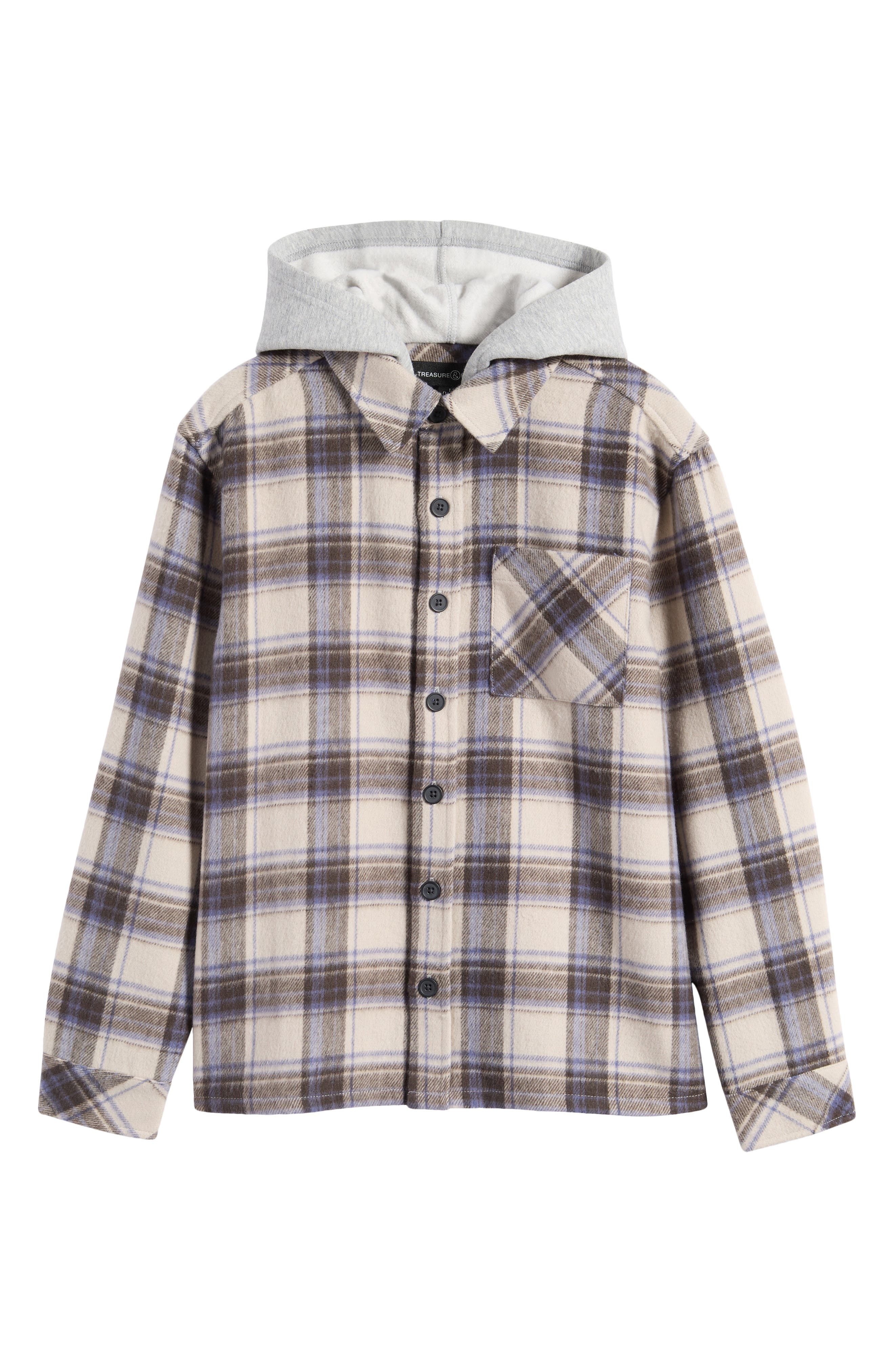 Treasure & Bond Kids' Plaid Hooded Shacket | Nordstromrack