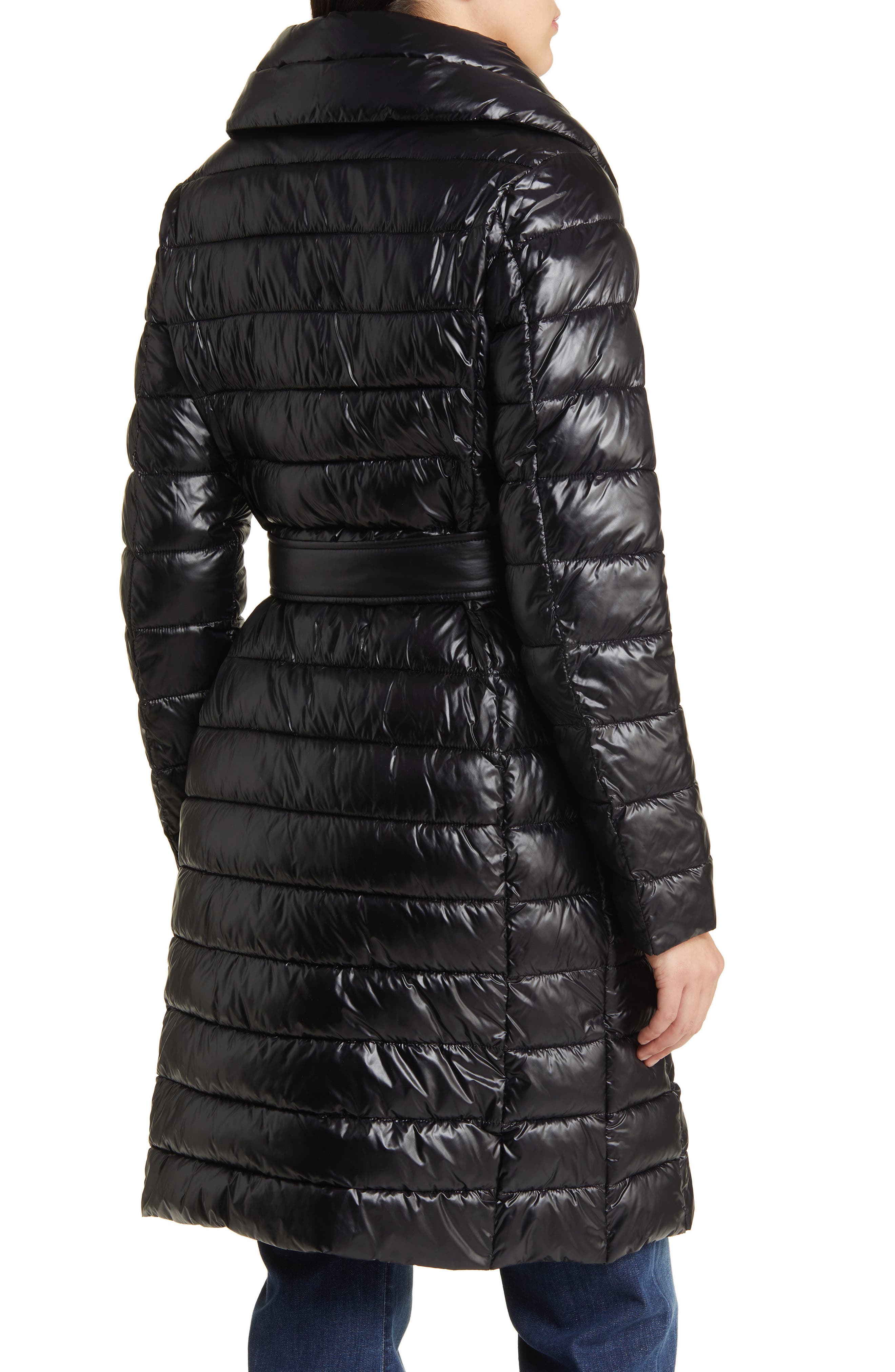 Via Spiga Asymmetric Belted Puffer Coat | Nordstrom