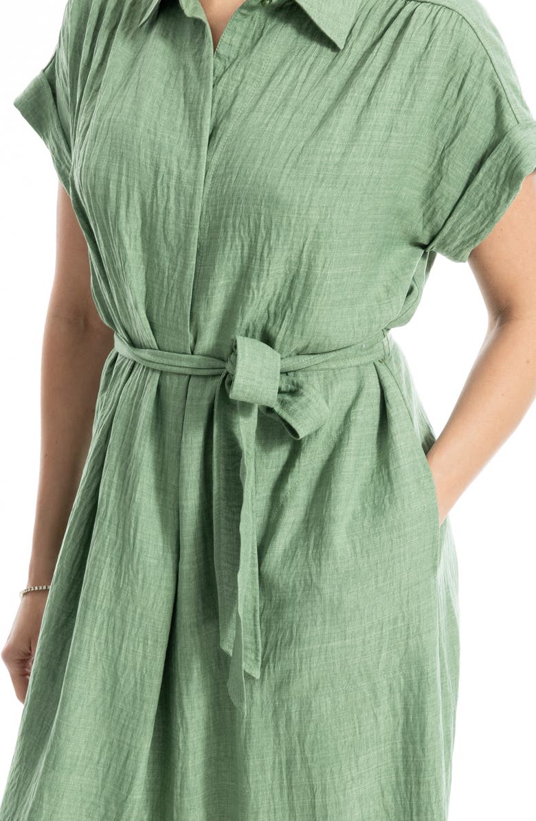 MAX STUDIO Textured Short Sleeve Maxi Shirtdress | Nordstromrack