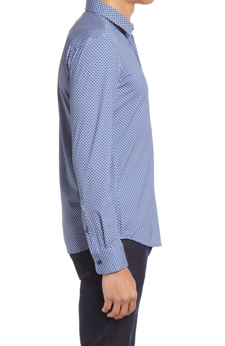 BOSS Hugo Boss Ronni Slim Fit Geo Print Knit Button-Up Shirt ...