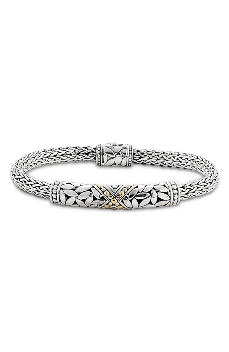 SAMUEL B. 18K Gold & Sterling Silver Leaf Design Bracelet | Nordstromrack