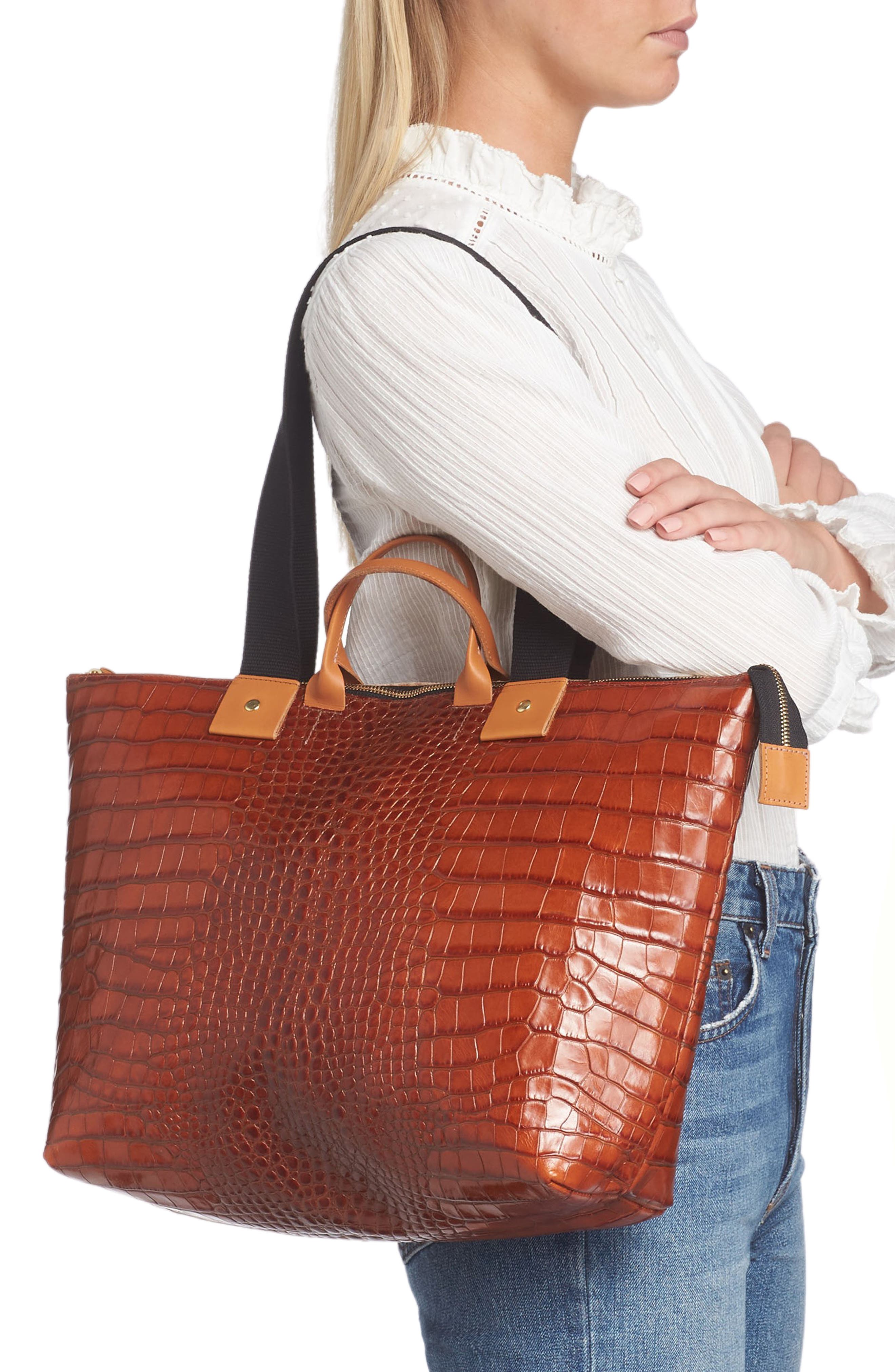 Clare V. Le Zip Sac Croc Embossed Leather Tote | Nordstrom
