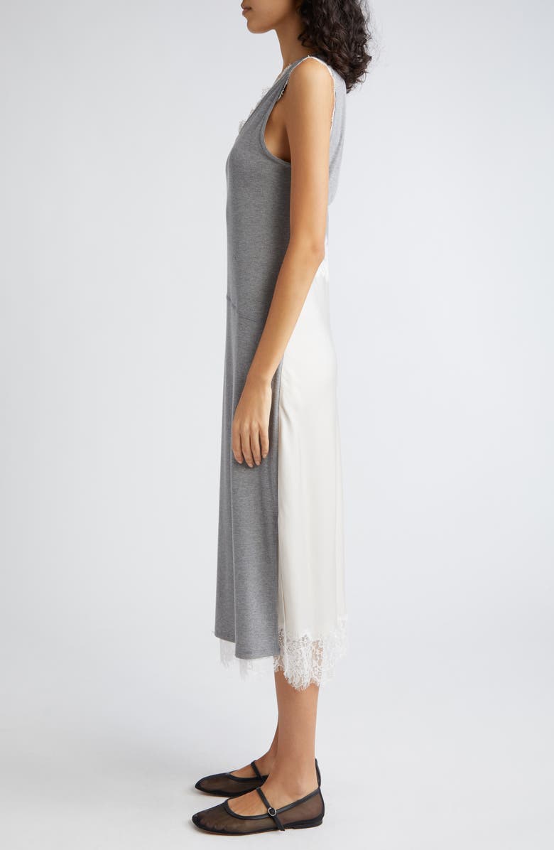 3.1 Phillip Lim Lace Trim Satin & Rib Midi Tank Dress | Nordstromrack