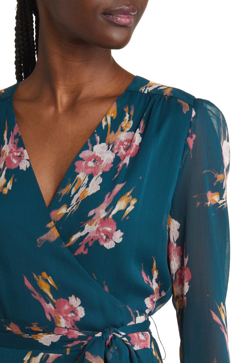 WAYF The Meryl Floral Long Sleeve Wrap Gown | Nordstrom