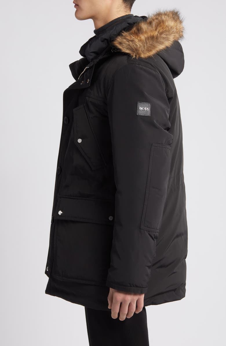 BOSS Dadico Water Repellent Faux Fur Trim Down Hooded Parka | Nordstromrack