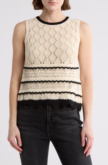 Vigoss Open Stitch Ruffle Sleeveless Sweater | Nordstromrack