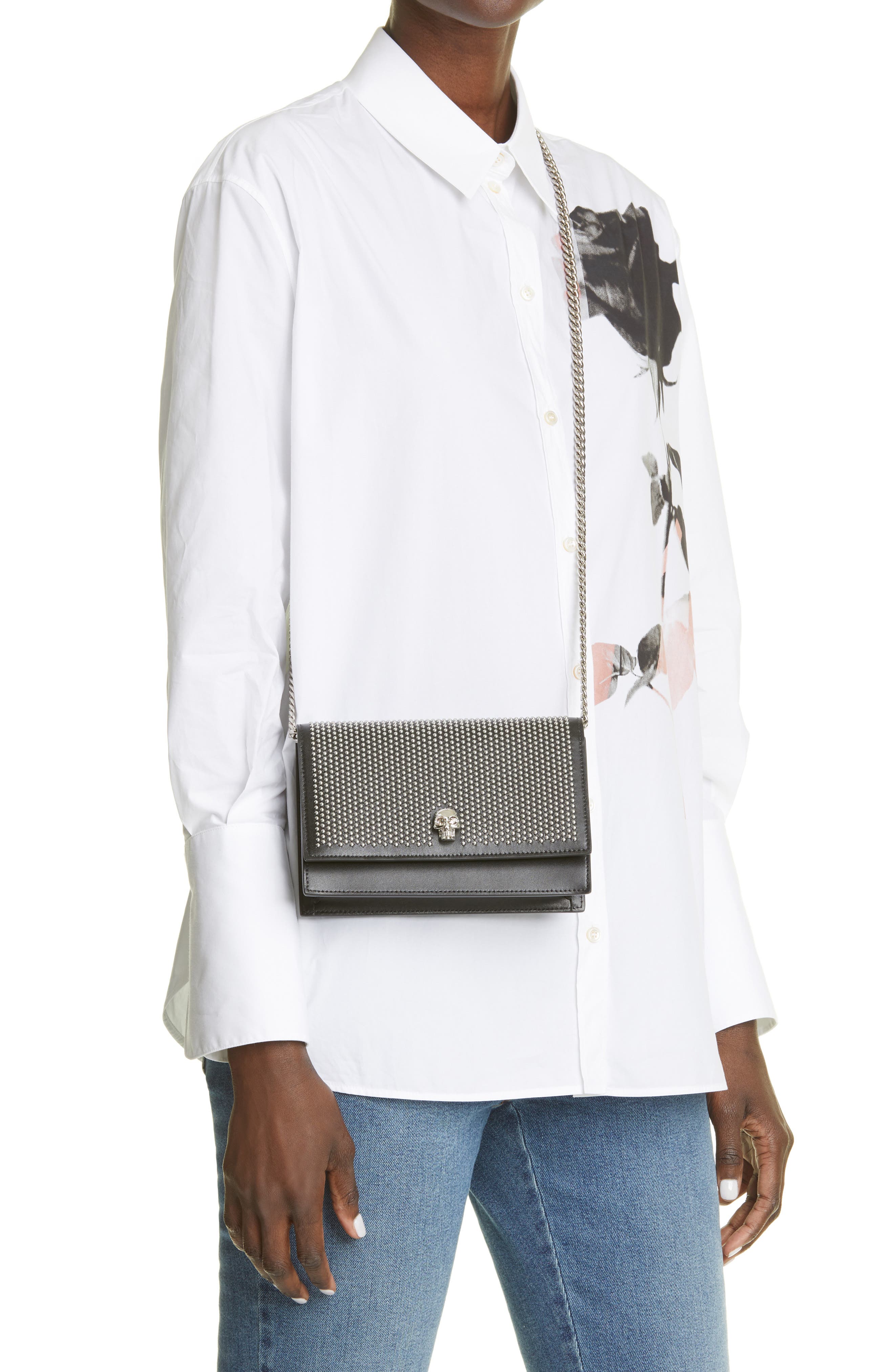 McQueen Alexander McQueen Mini Studded Skull Leather Shoulder Bag ...