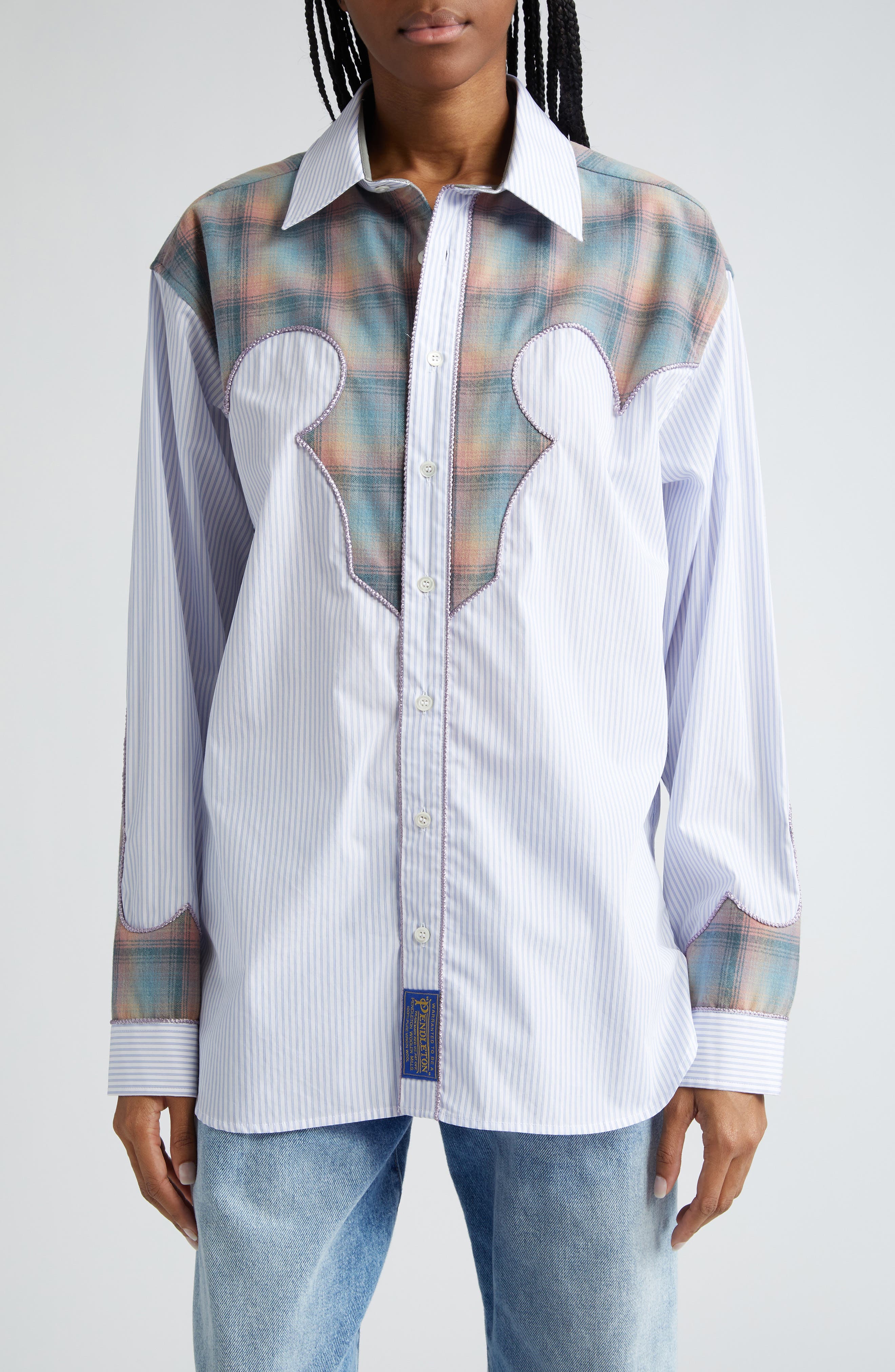 x Pendleton Décortiqué Long Sleeve Cotton Button-Up Shirt (Women ...