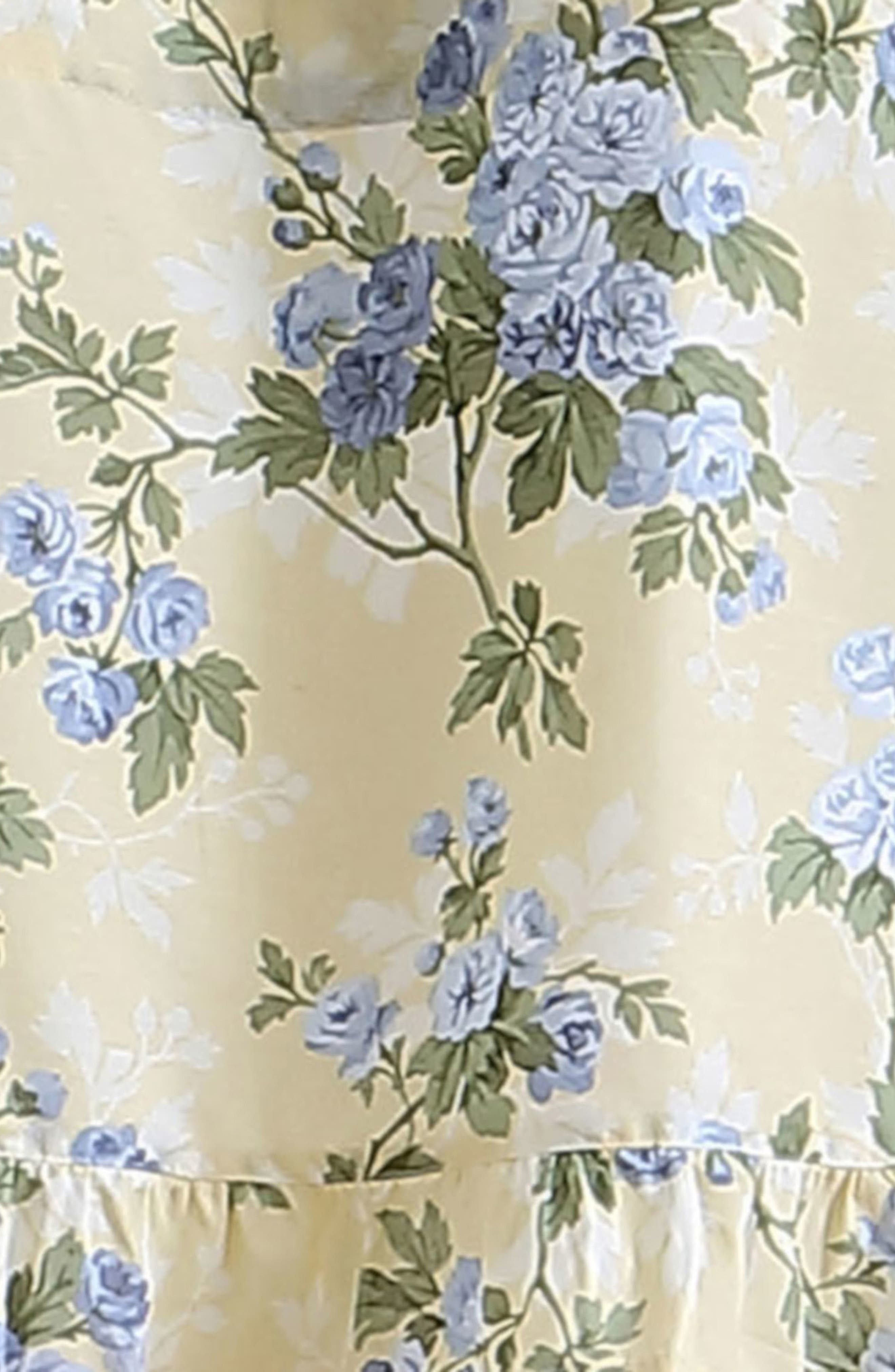 Laura Ashley Cassidy Cotton Floral Valance - Yellow and Blue ...