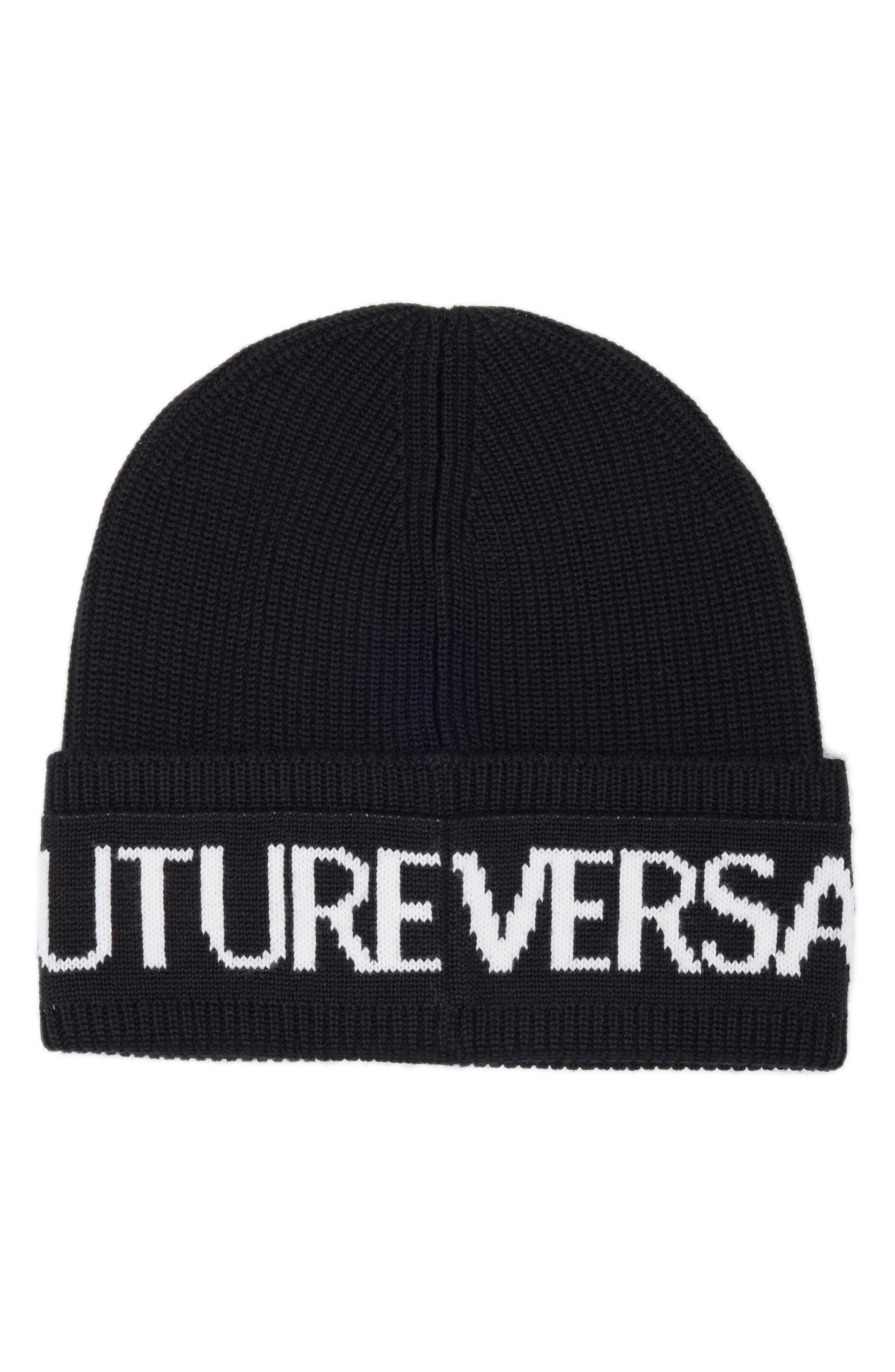 Versace Jeans Big Logo Intarsia Wool Blend Beanie | Nordstromrack