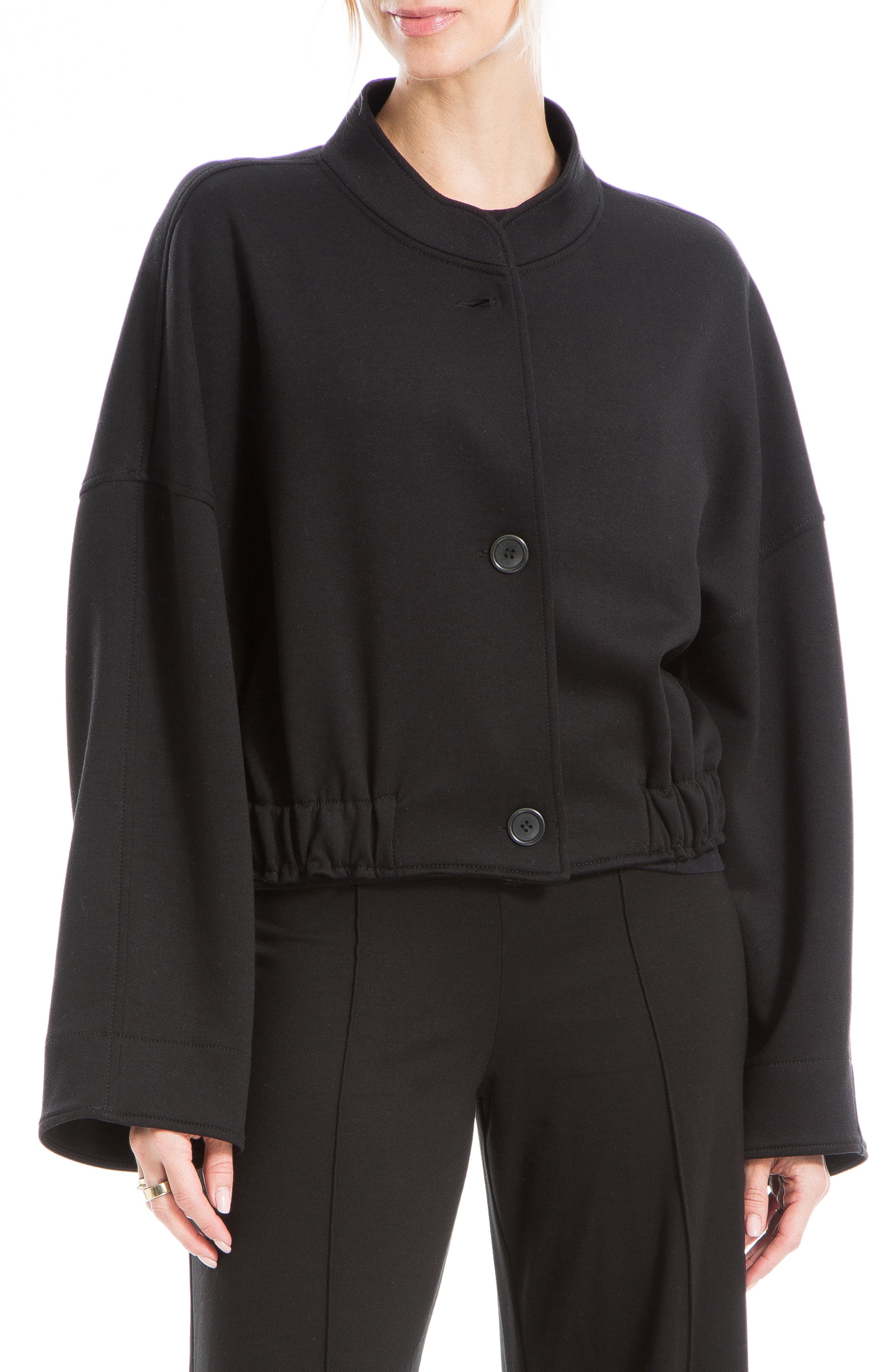 MAX STUDIO Brushed Knit Cropped Bomber Jacket | Nordstromrack
