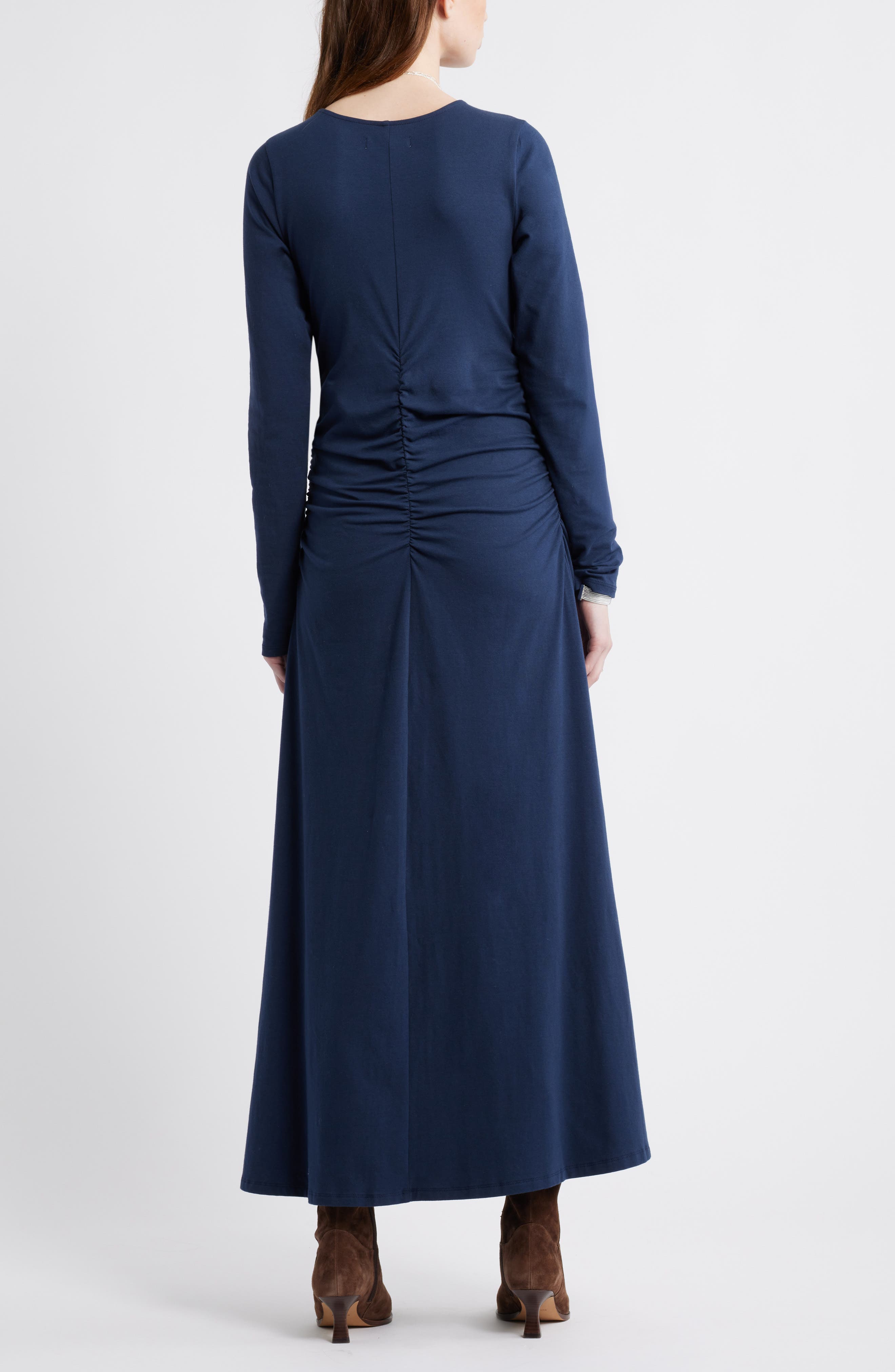 Treasure & Bond Side Ruched Long Sleeve Stretch Cotton Dress ...