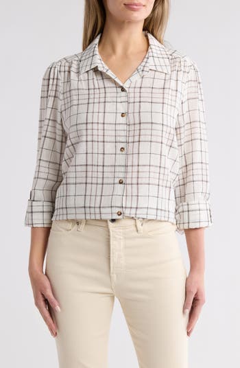 Sanctuary Tiffany Plaid Linen & Cotton Button-Up Shirt | Nordstromrack