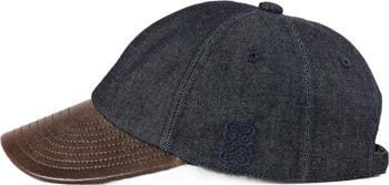 SANDRO Denim and leather cap | Nordstrom