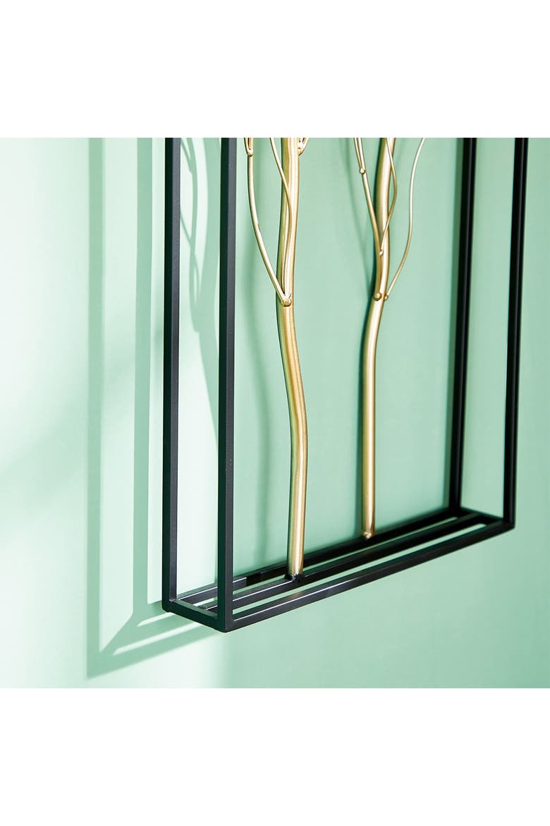 Goldtone Metal Branch Tree Wall Decor with Black Frame - Set of 2 ...