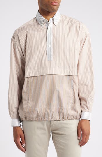 BOSS Owen Stripe Cotton Button-Down Anorak | Nordstromrack