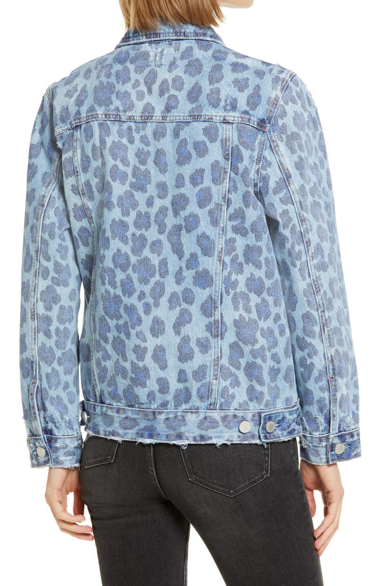 BLANKNYC Leopard Print Denim Trucker Jacket | Nordstromrack