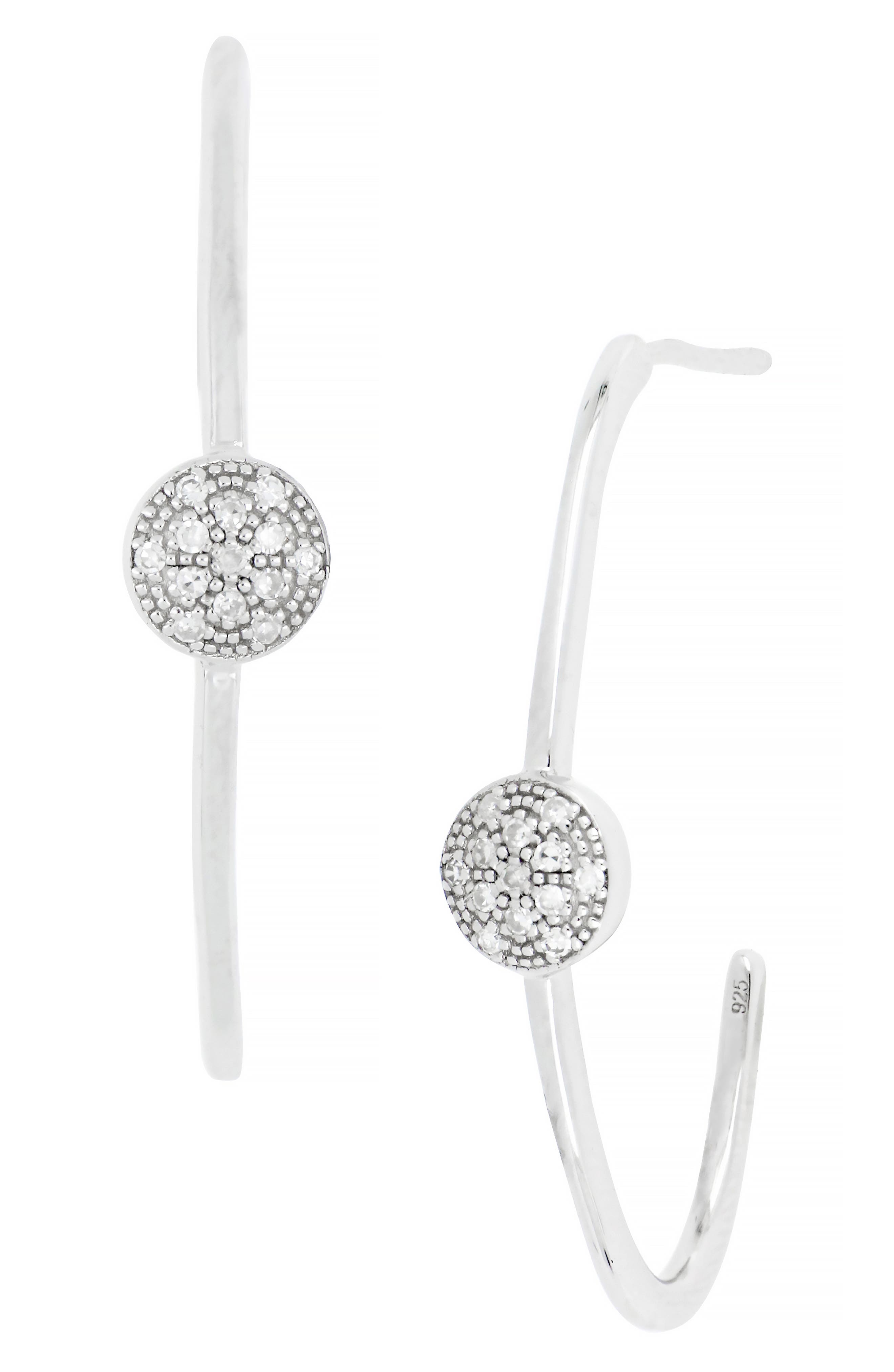 Carrière Jewelry Sterling Silver Pave Diamond Circle 18mm Hoop Earrings ...