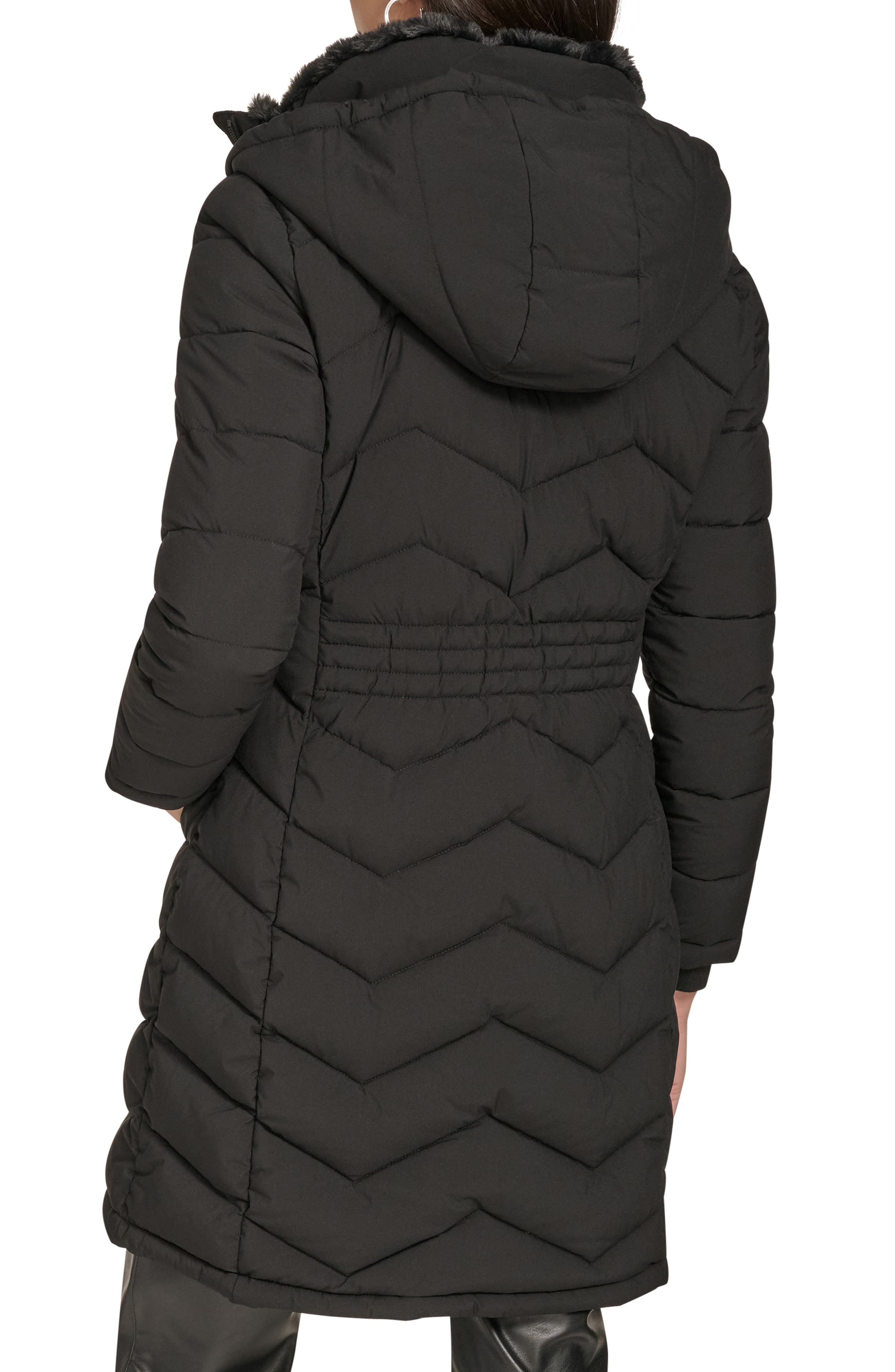 Calvin Klein Matte Stretch Hooded Chevron Quilted Jacket | Nordstromrack
