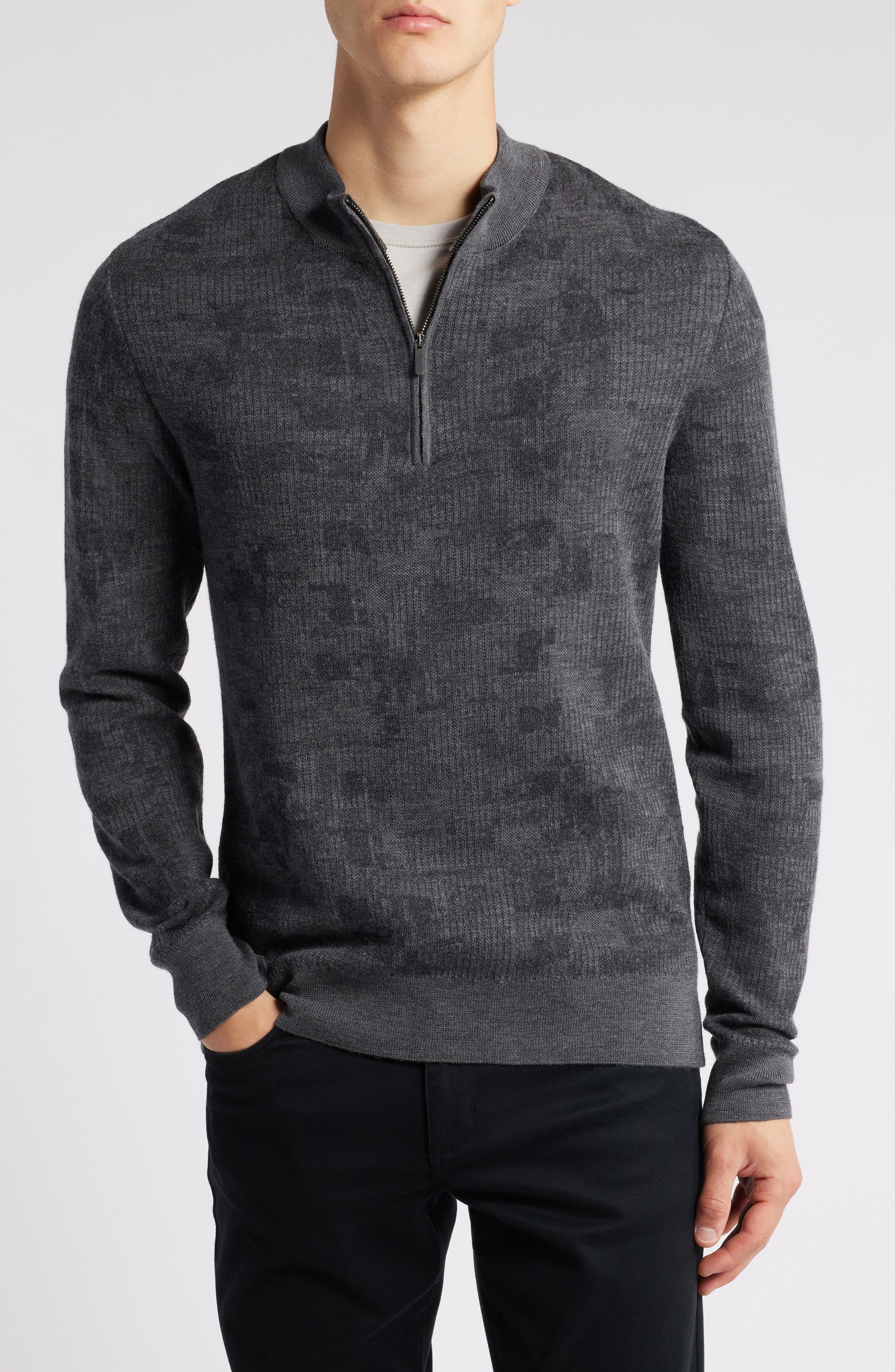 Robert Barakett Dalup Half Zip Mock Neck Wool Sweater | Nordstrom