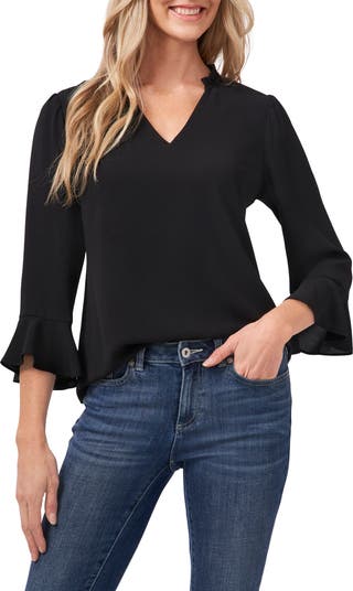 CeCe Ruffle Cuff Crepe Top | Nordstrom