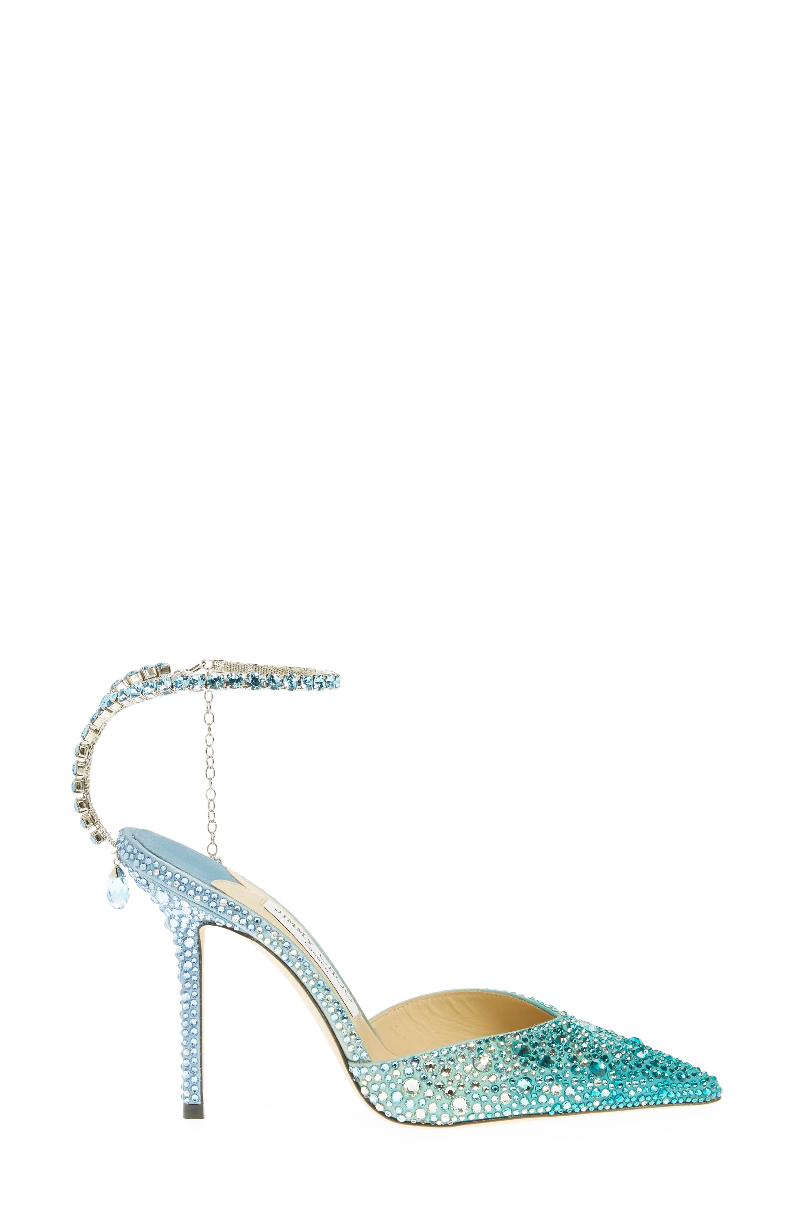 Jimmy Choo Saeda Crystal Ankle Strap Pointed Toe Pump (Women ...