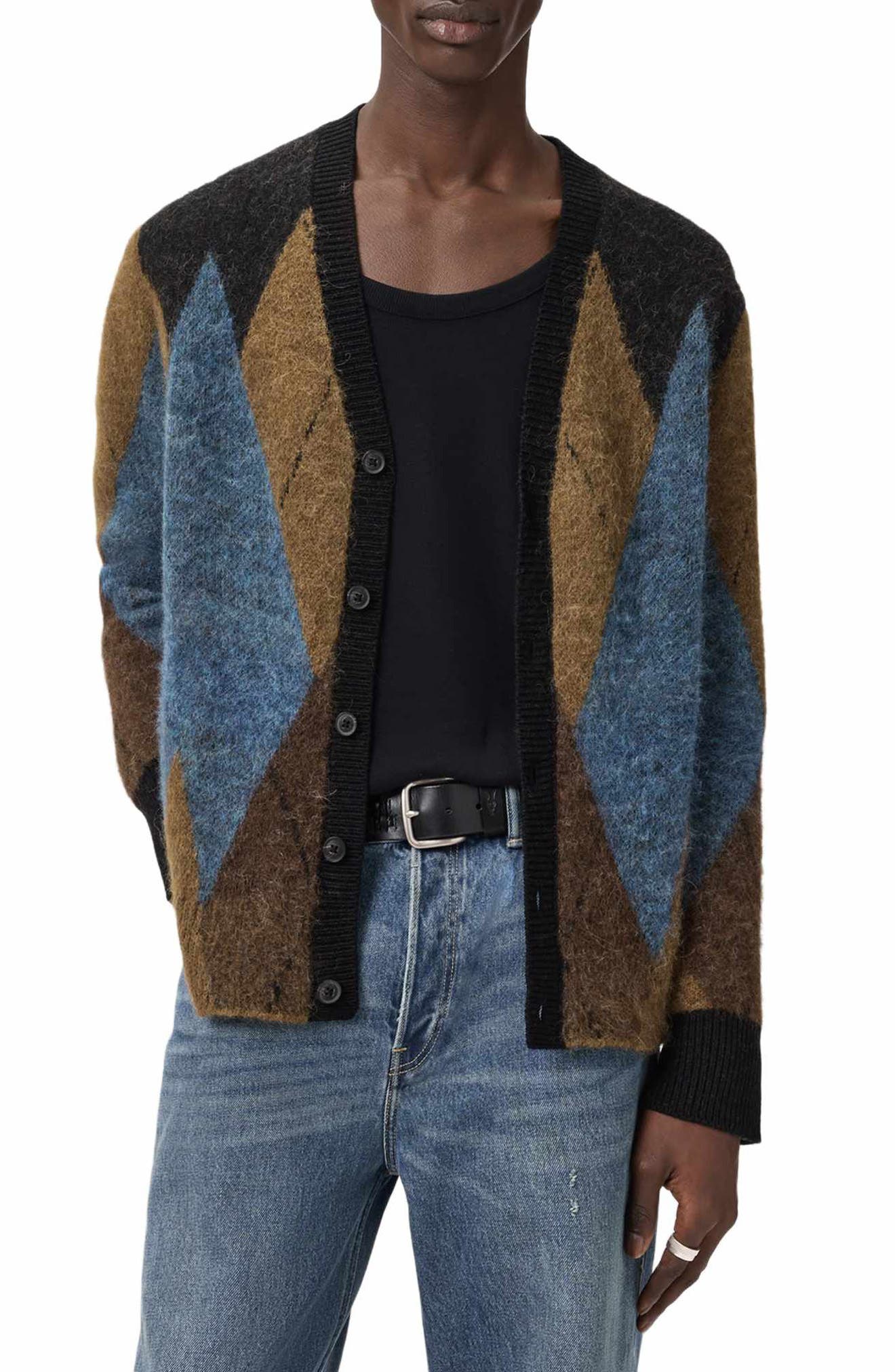 AllSaints Beam Geo Pattern Cardigan | Nordstromrack