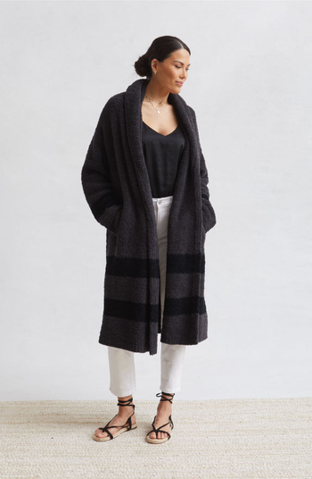 Kashwere Apparel Womens Shawl Collar Coat 2 Stripe | Nordstrom