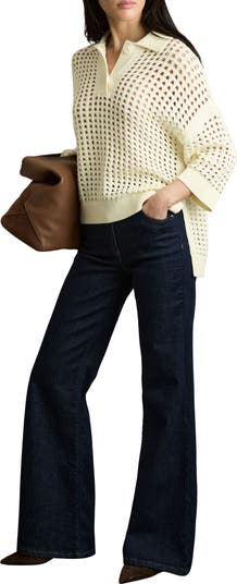 Reiss Reika Open Stitch Cotton Polo Sweater | Nordstrom