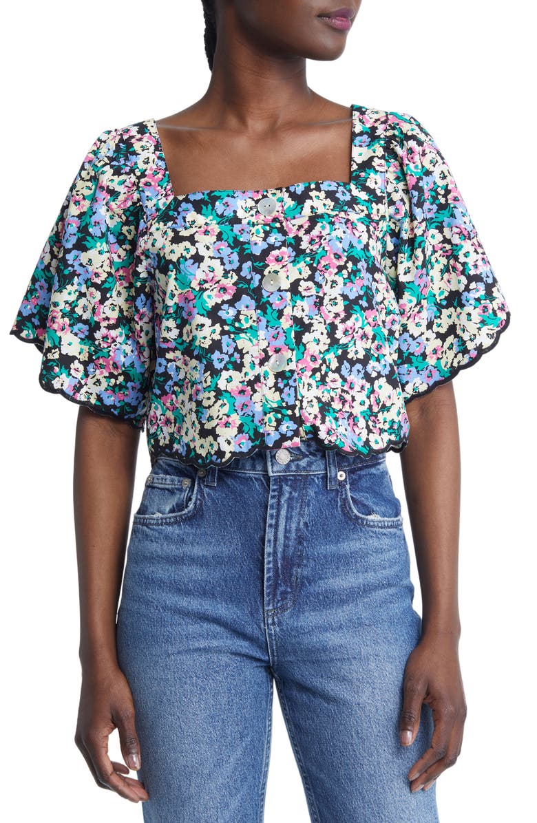 Rails Kit Floral Square Neck Crop Blouse | Nordstromrack