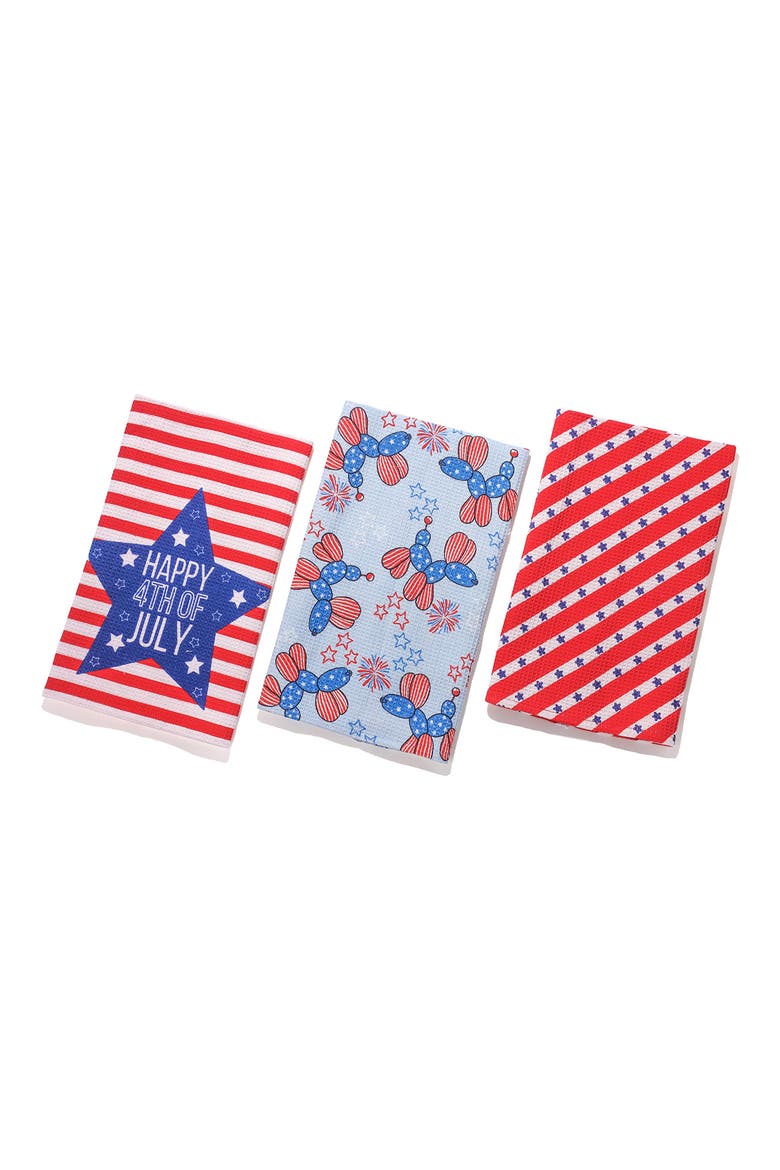 Patriotic Party Set of 3 Cotton Waffle Kitchen Towels | Nordstromrack