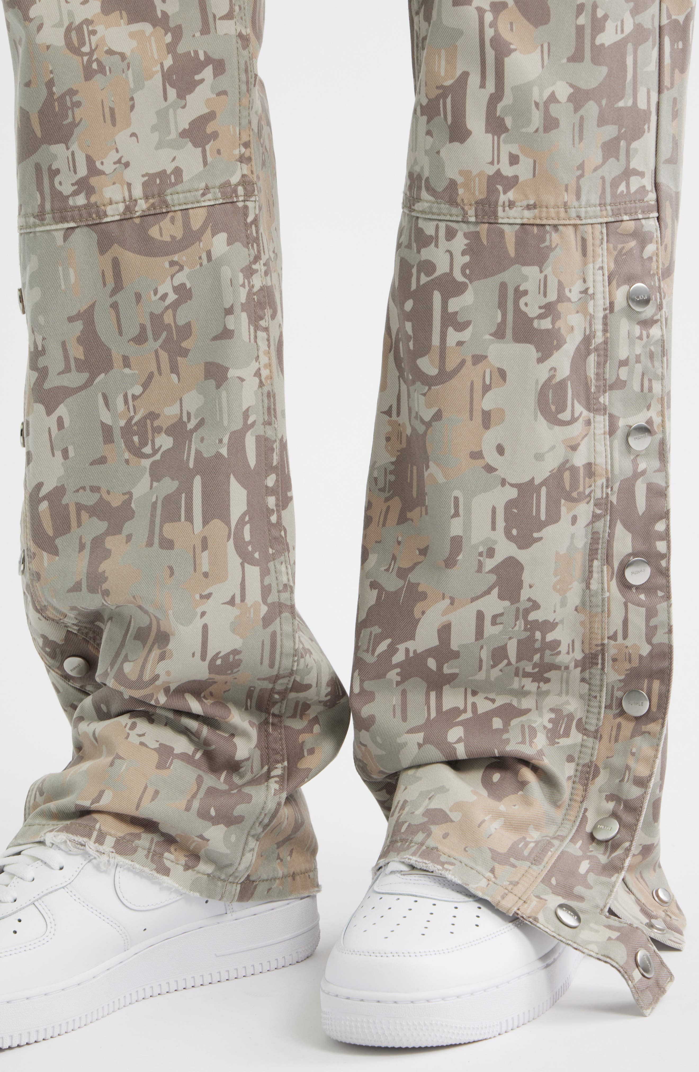 PURPLE BRAND Logo Camo Snap Hem Cotton Twill Carpenter Pants ...