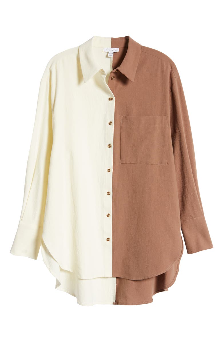 Topshop Oversize Half & Half Button-Up Shirt | Nordstromrack