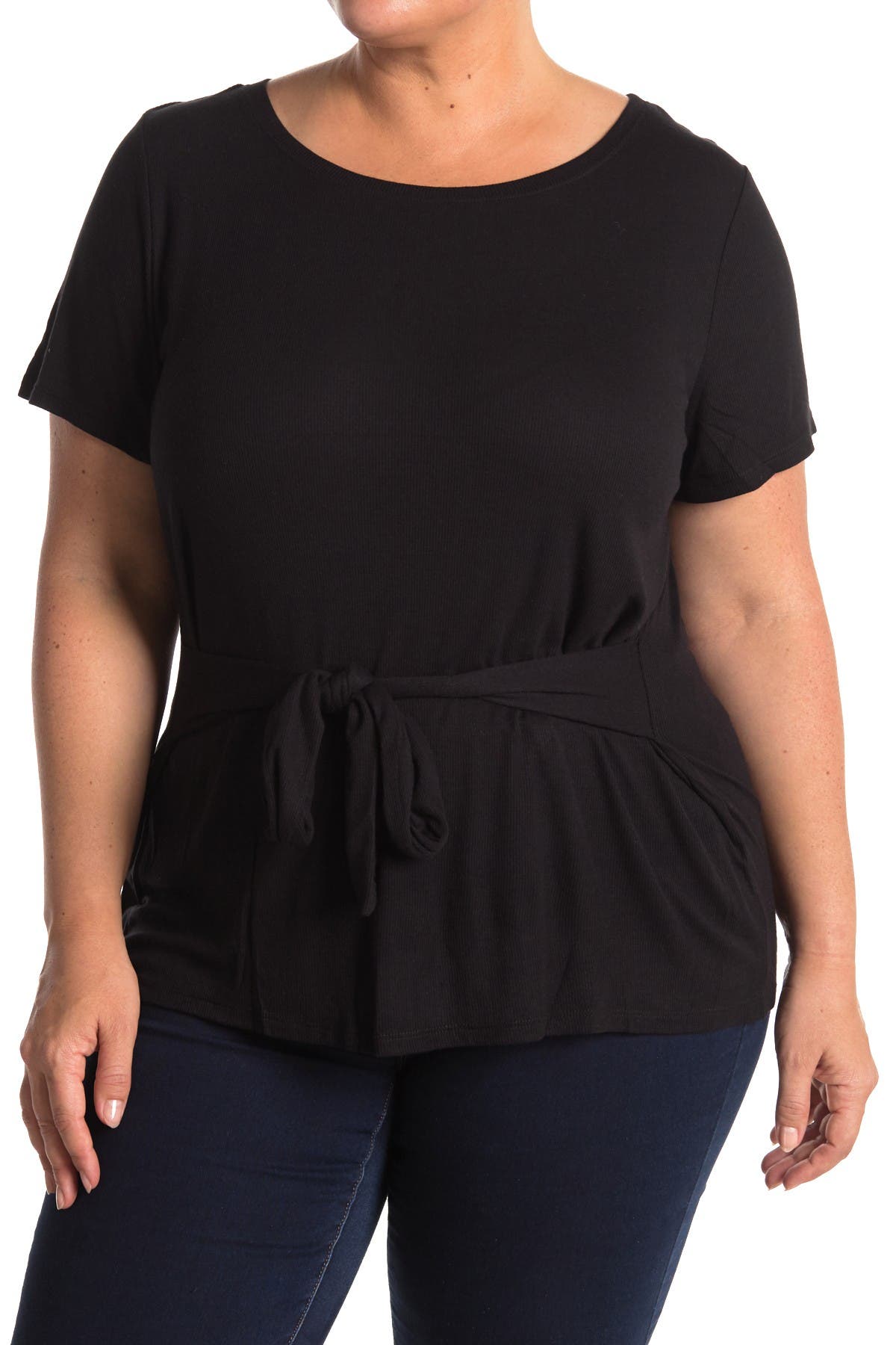 Heather by Bordeaux Tie Front Ribbed Knit T-Shirt | Nordstromrack