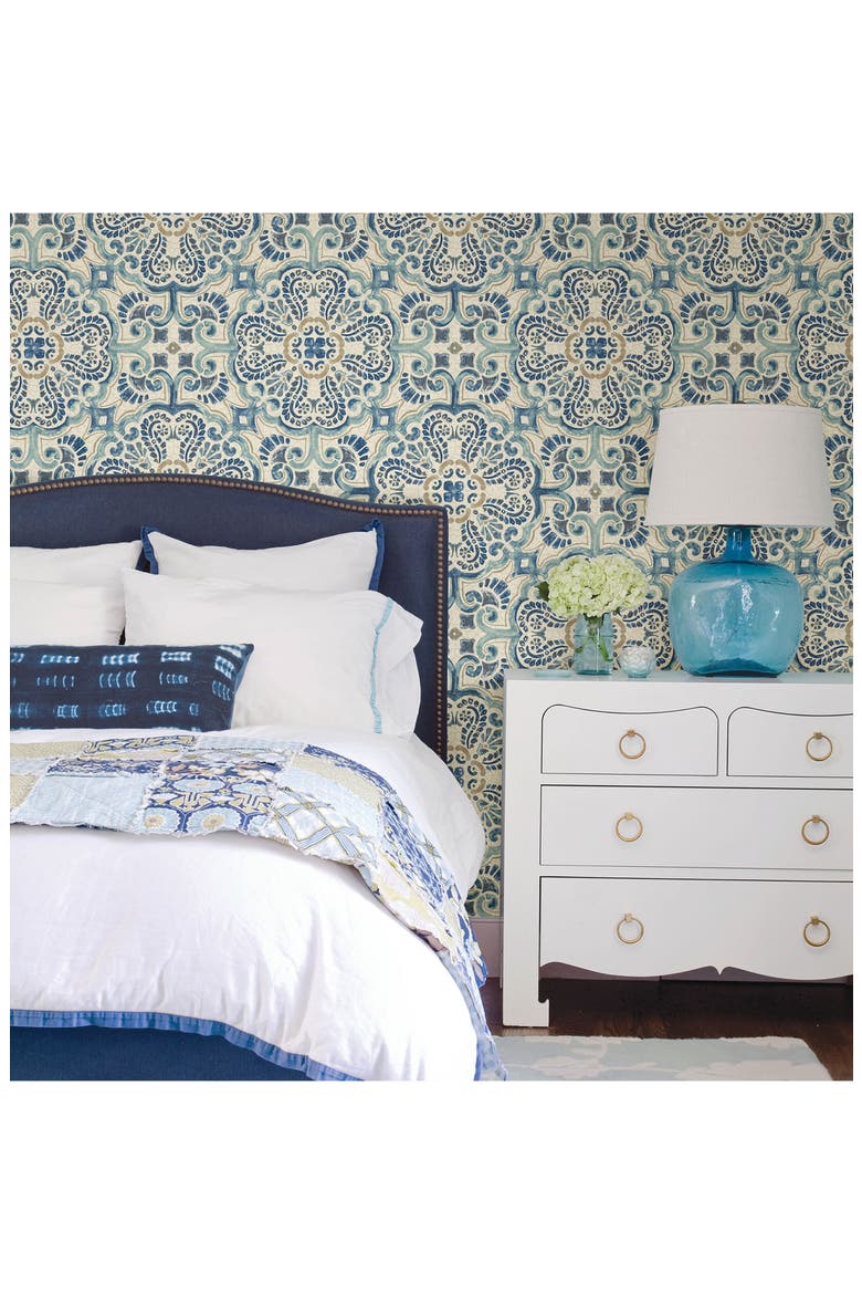 Blue Florentine Tile Peel & Stick Vinyl Wallpaper | Nordstromrack