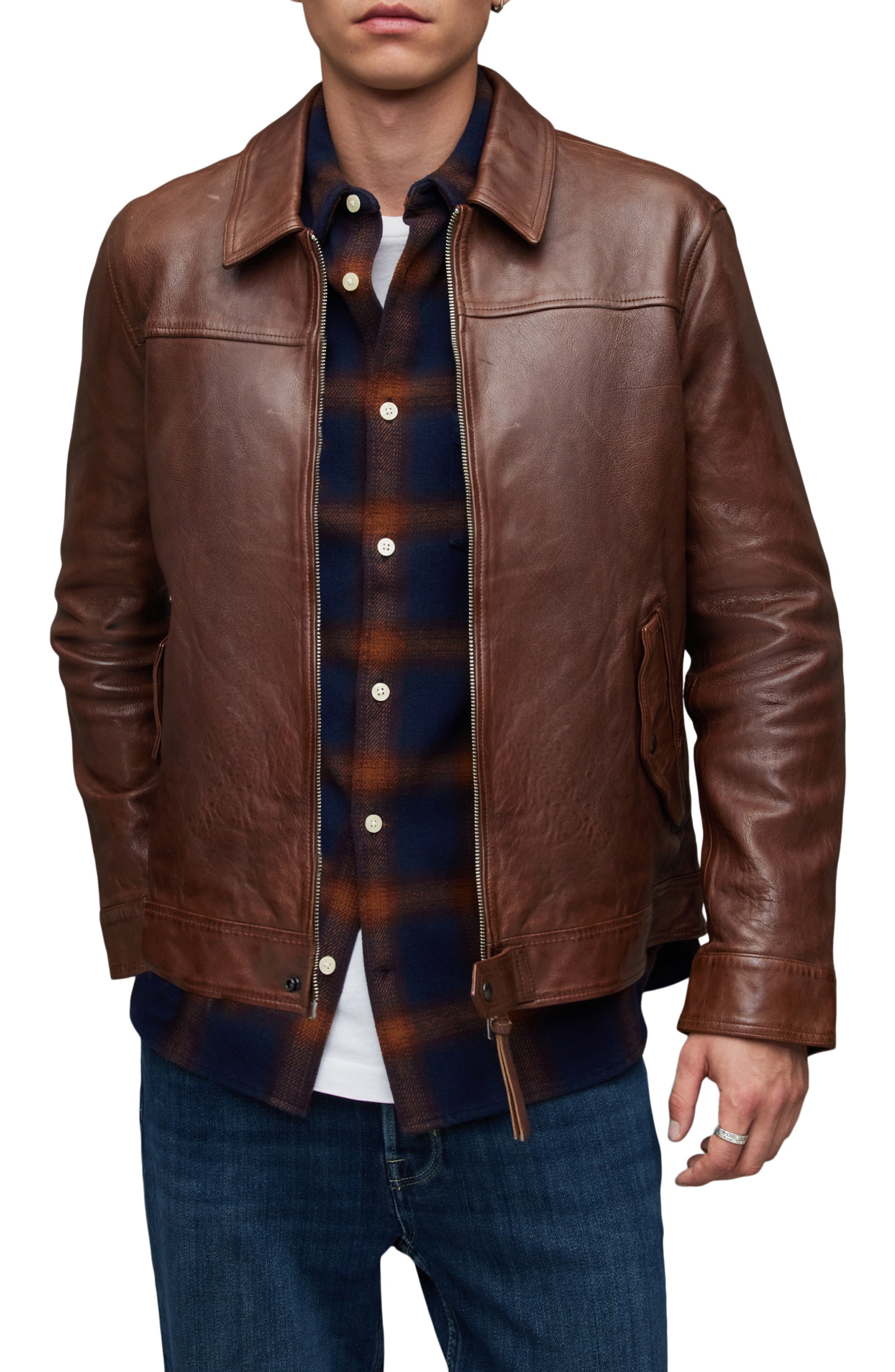 AllSaints Brim Leather Jacket | Nordstromrack