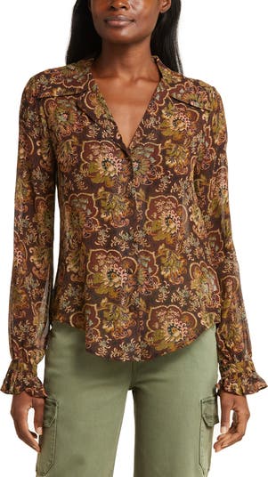 PAIGE Ellyn Floral Silk Button-Up Blouse | Nordstromrack